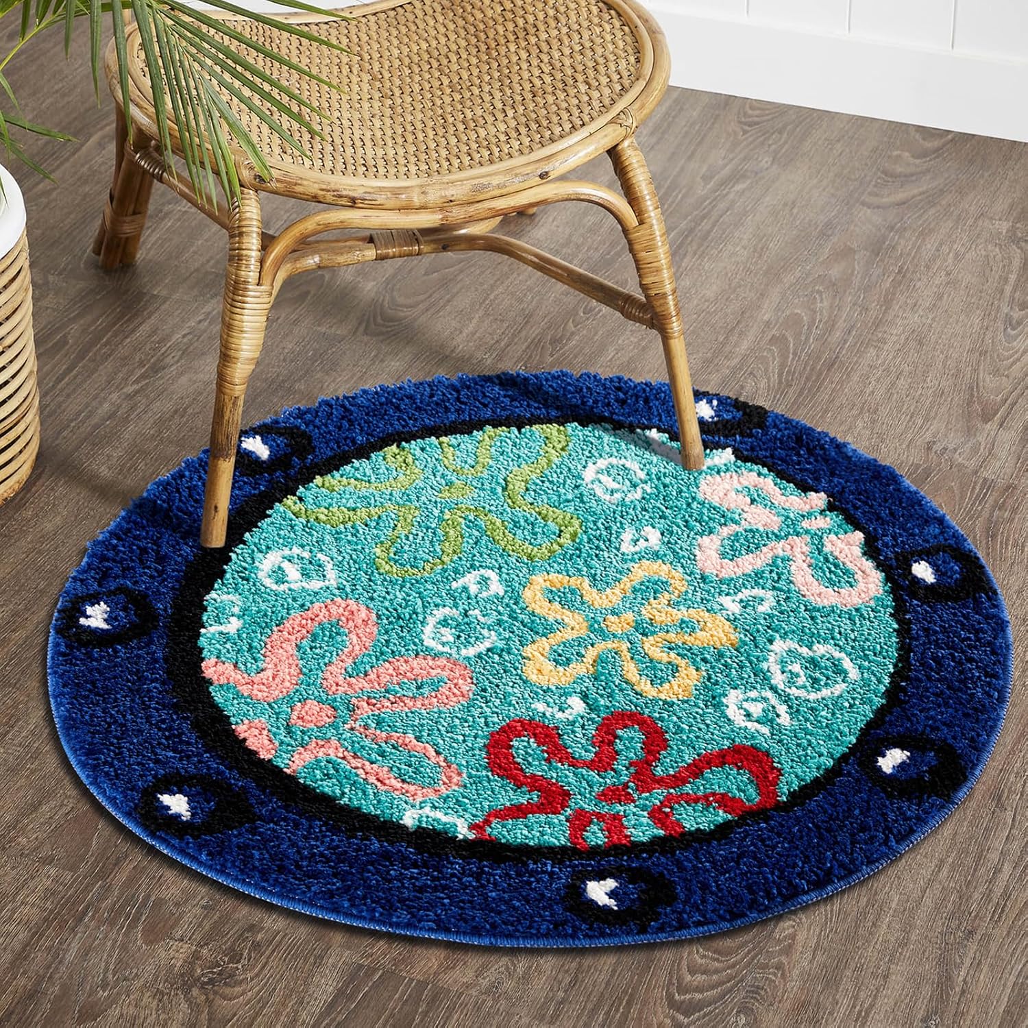 Amazon.com: Lansatte Porthole Tufted Rug, Blue Turquoise Cute Cartoon ...