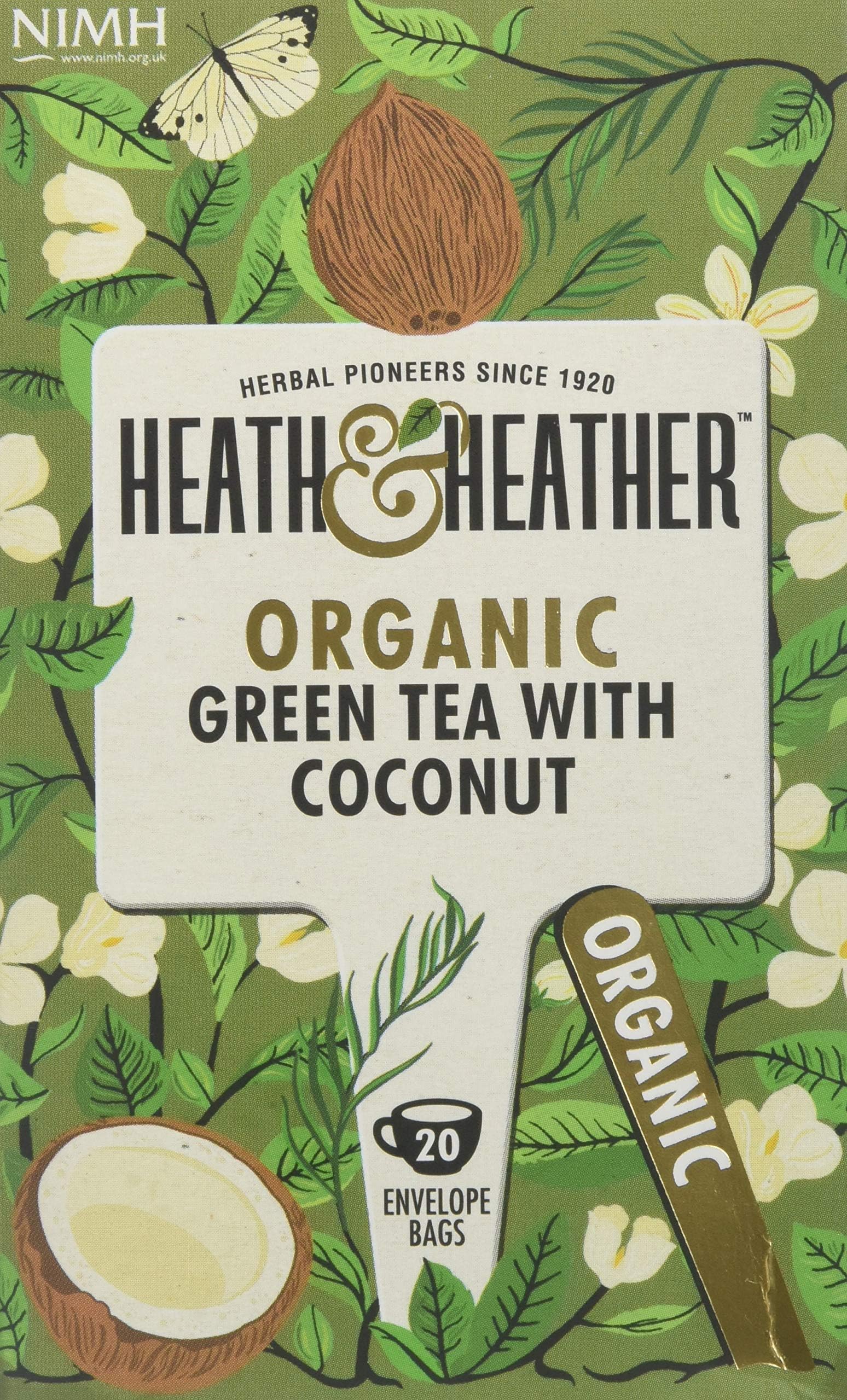 Amazon.com : Organic Green Tea with Coconut| 20 bags per Pack| USDA ...