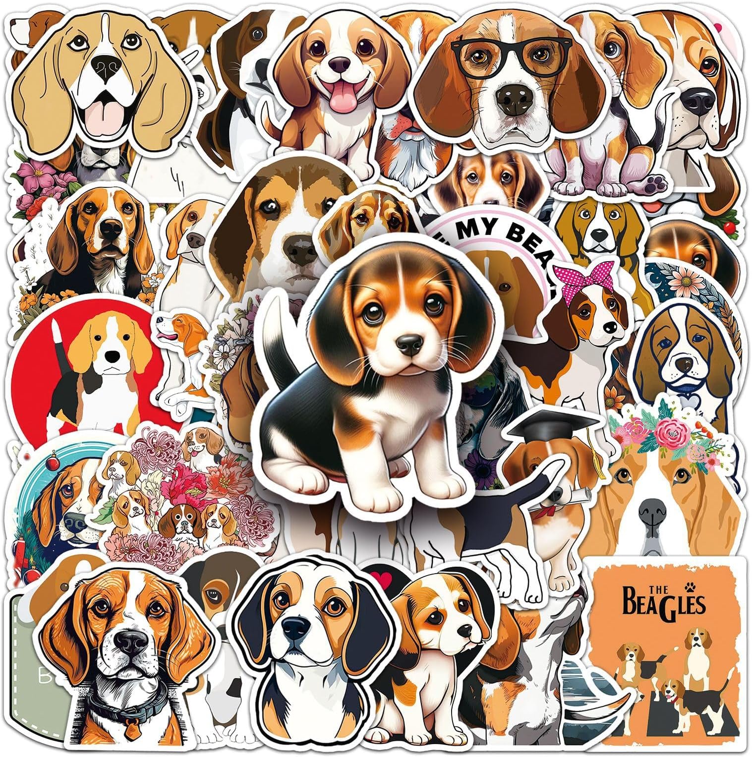 Amazon.com: 123Pcs Beagle Stickers Pack, Aesthetic Vinyl Waterproof ...