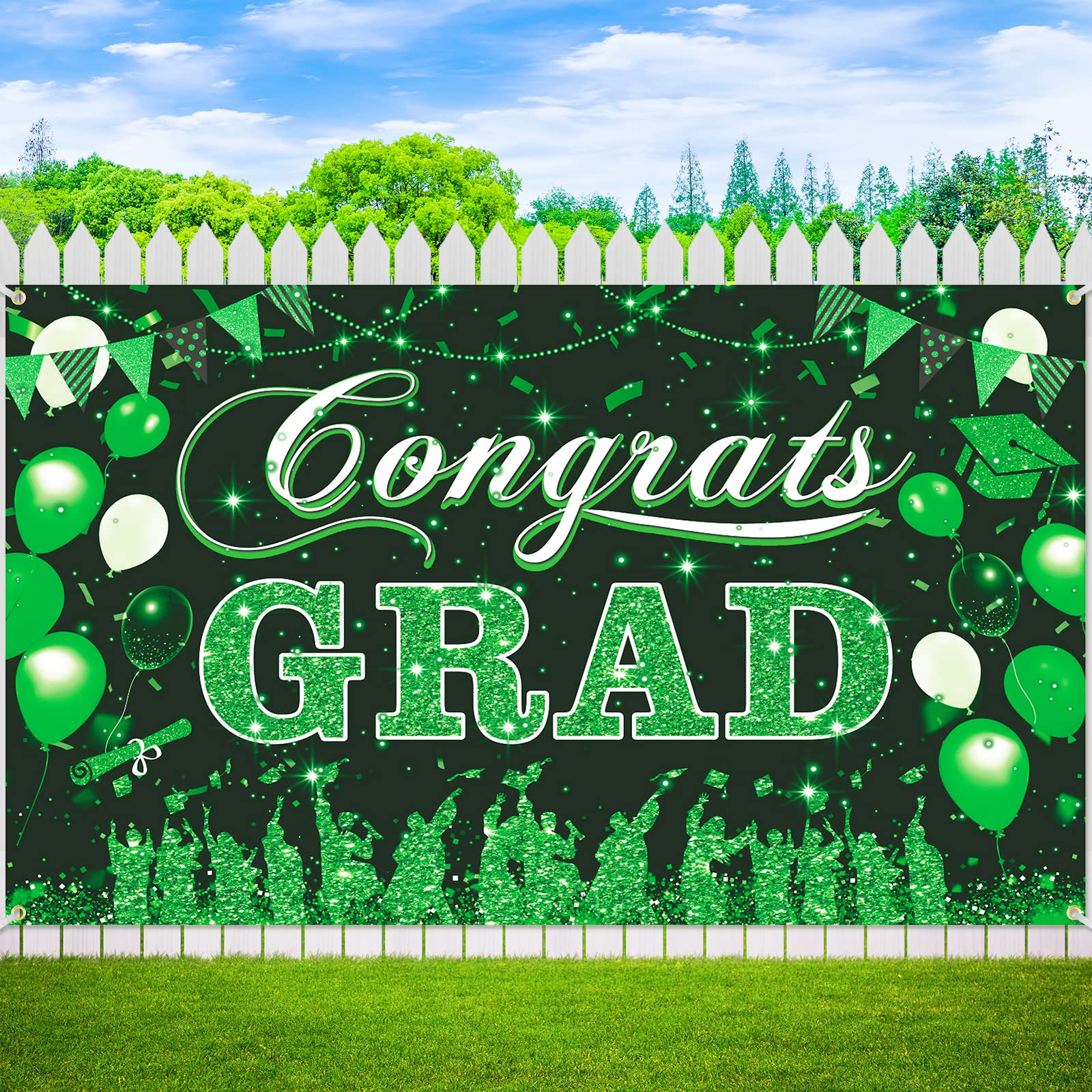 Green Black Congrats Grad Banner 2023 Green Graduation Decoration ...