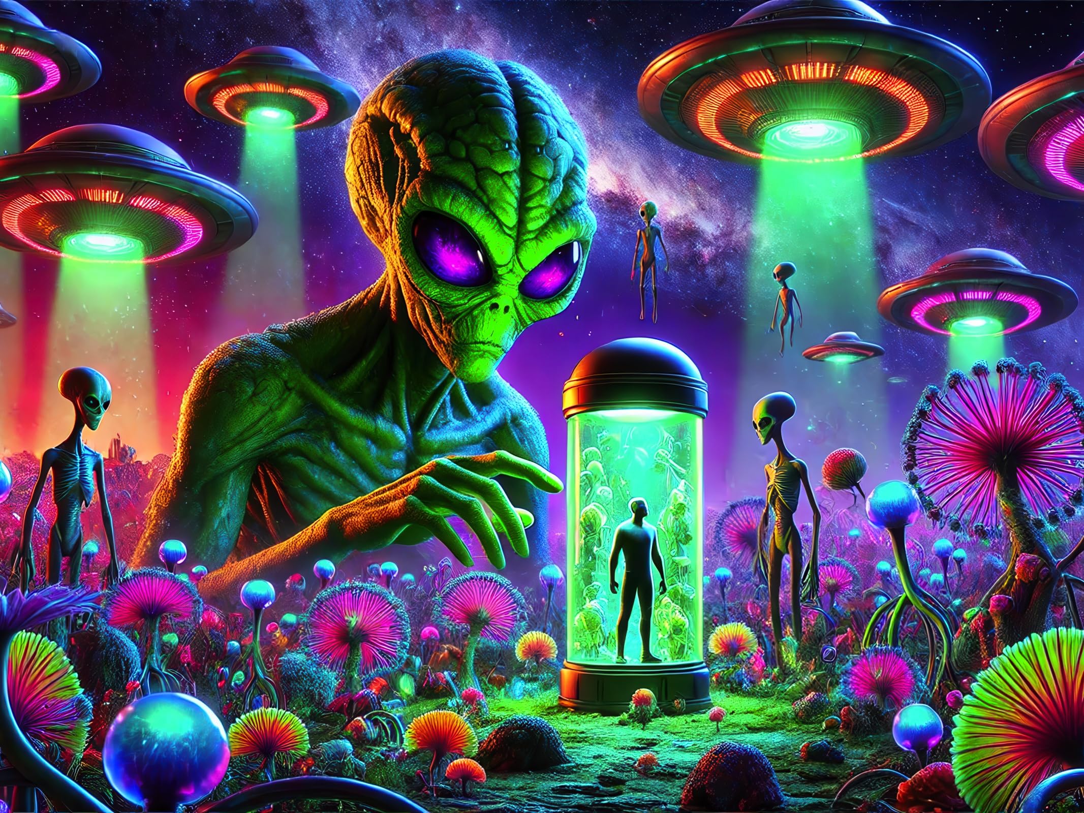 Amazon.com: BlissYard Blacklight Alien Tapestry 78"x51" UV Reactive ...