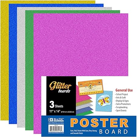 BAZIC Poster Board Glitter Color 11" X 14", Sparkling Frame Colored ...