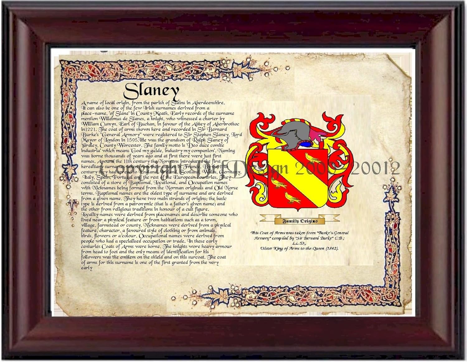 Amazon.com: Slaney Coat of Arms/ Family Crest on Fine Paper and Family ...