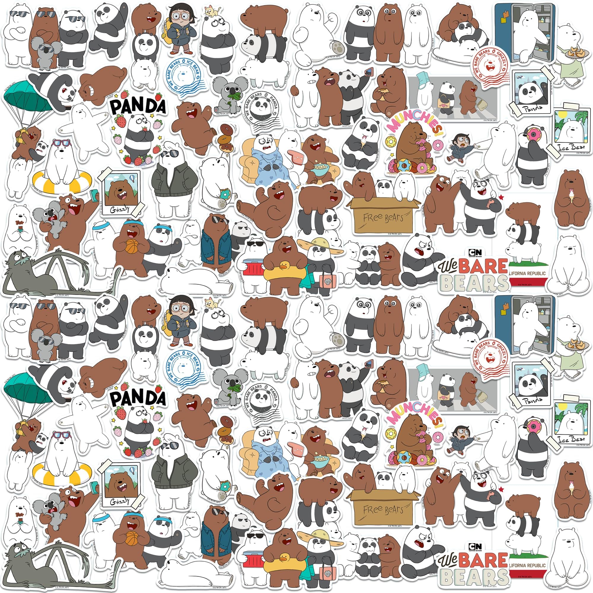 Amazon.com: We Bare Bears Vinyl Large Deluxe Stickers Variety Pack ...