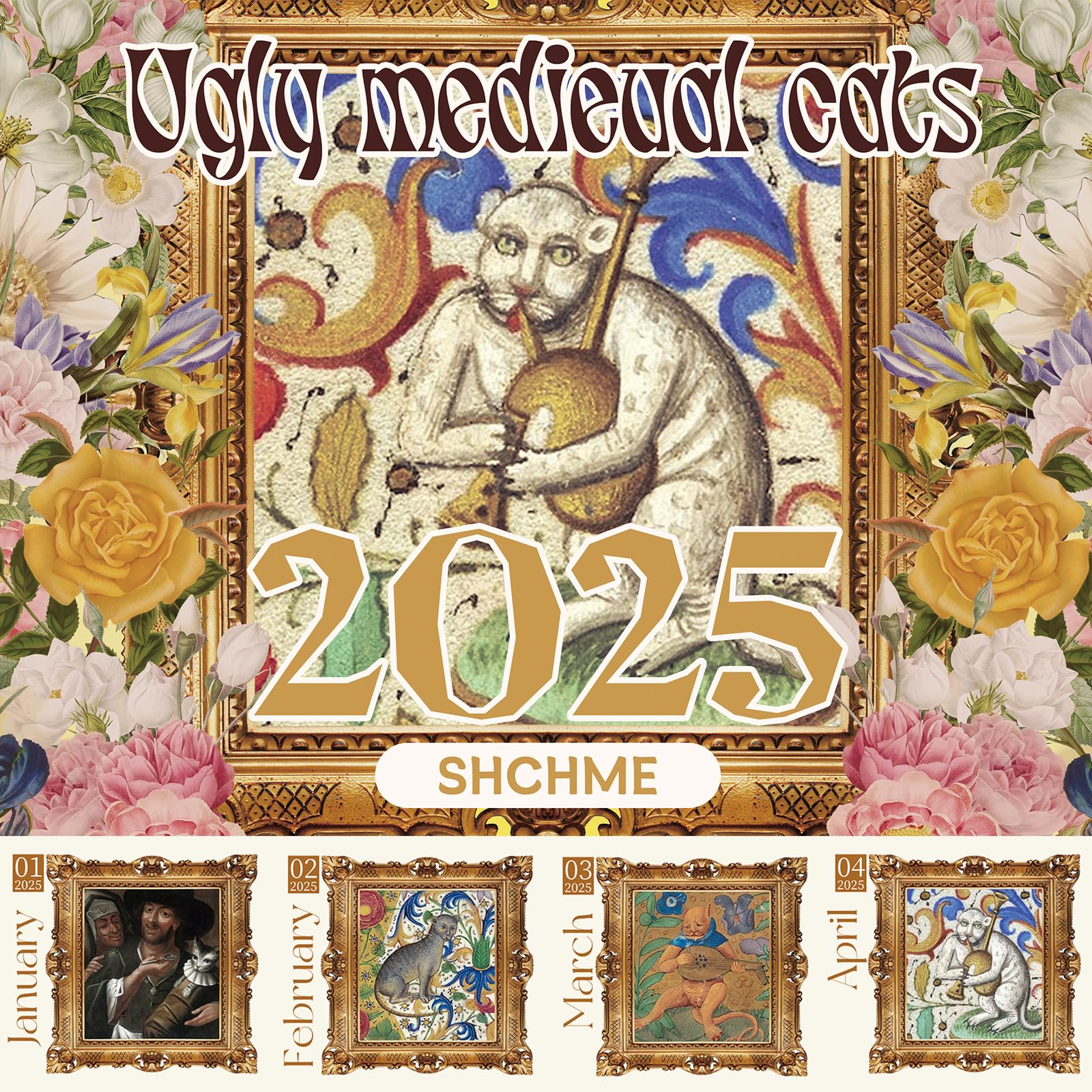 Ugly Medieval Cats Calendar 2025,Funny Secret Santa Gifts,Secret Santa ...