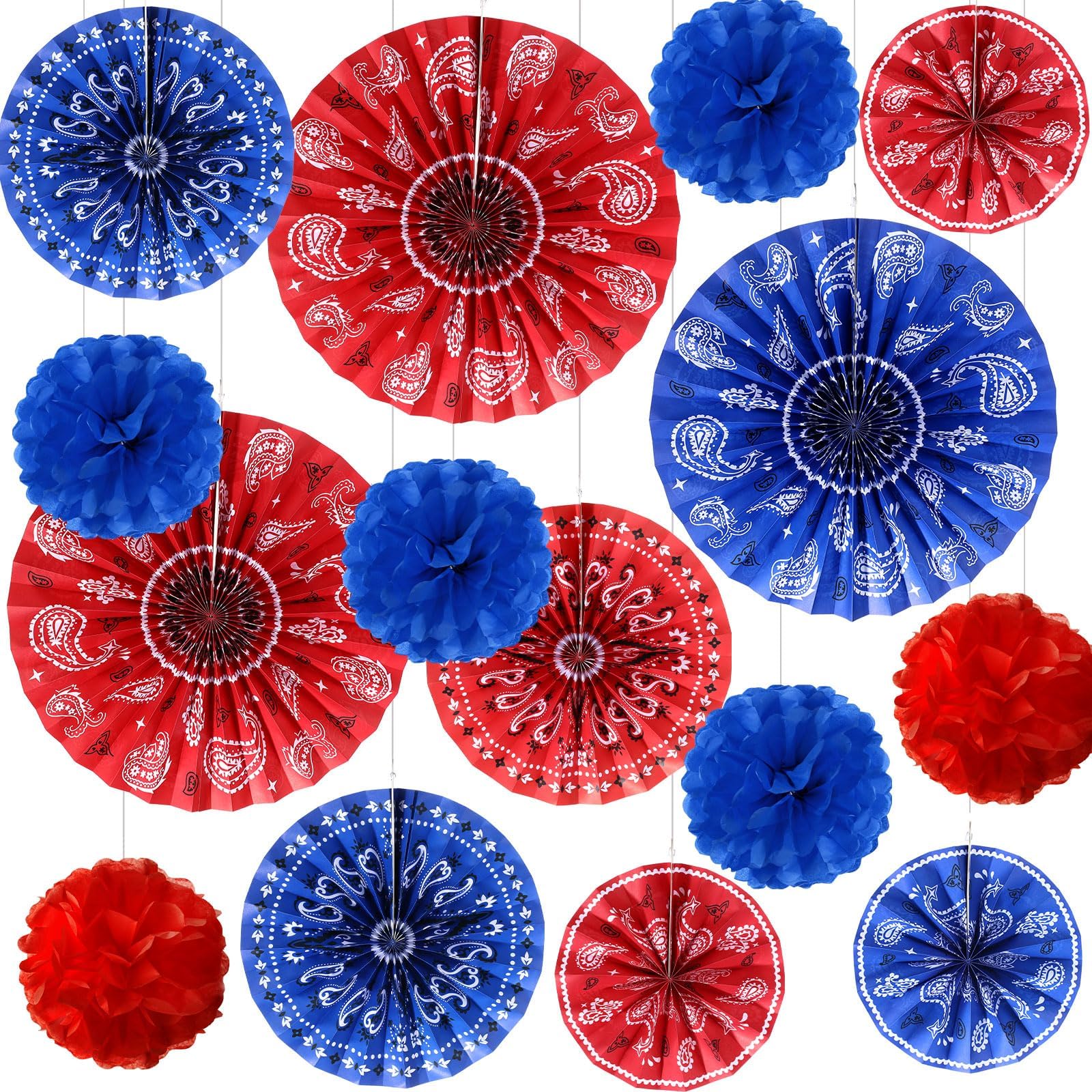 Amazon.com: Outus 21 Pcs Western Party Decorations Paper Fans Tissue ...