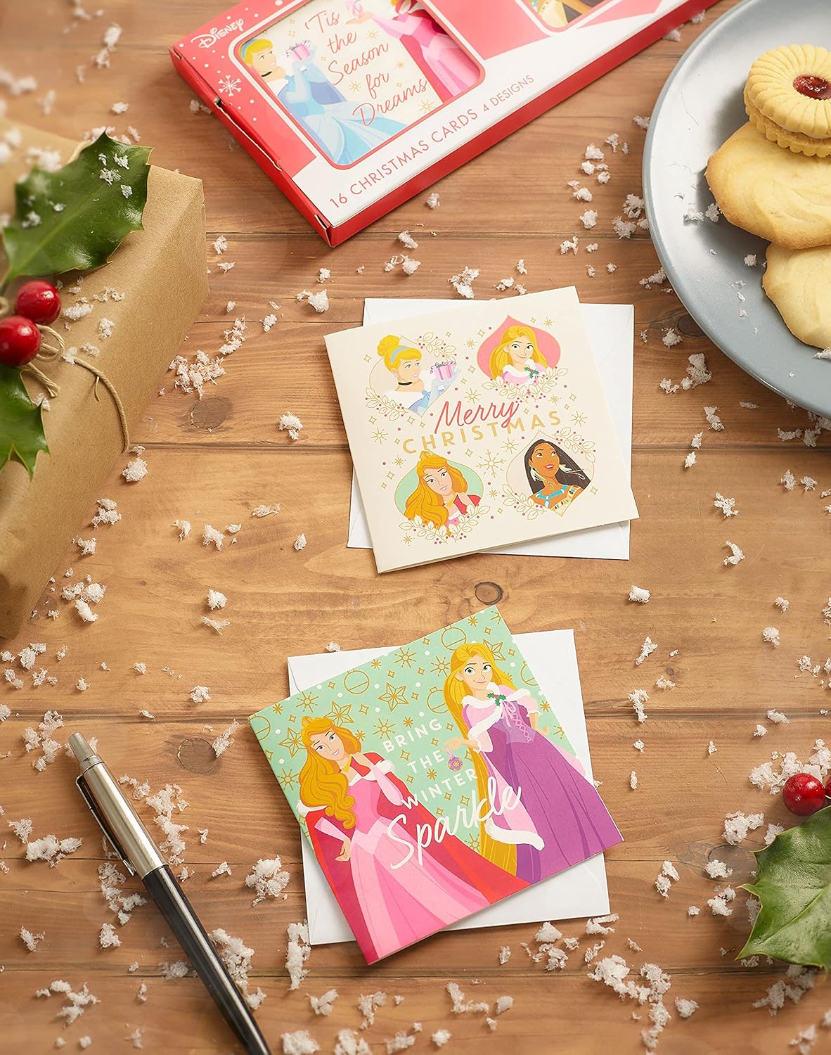 UK Greetings Disney Princess Christmas Cards Multipack for Girls ...