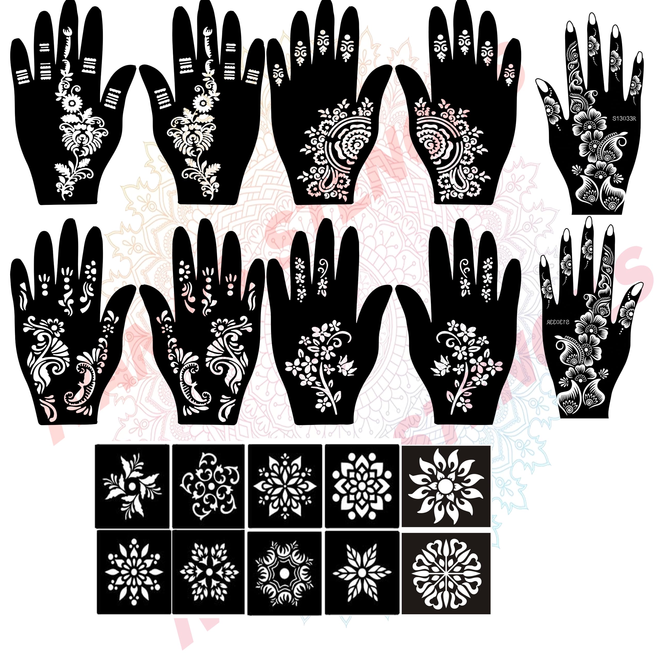 Ivana's Mehndi Tattoo Stencil Mehndi Design for Hands Set of 20 pc ...