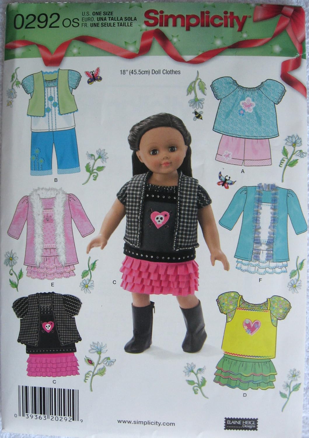 Amazon.com: Simplicity 18" Doll Clothes Pattern 0292 : Arts, Crafts ...