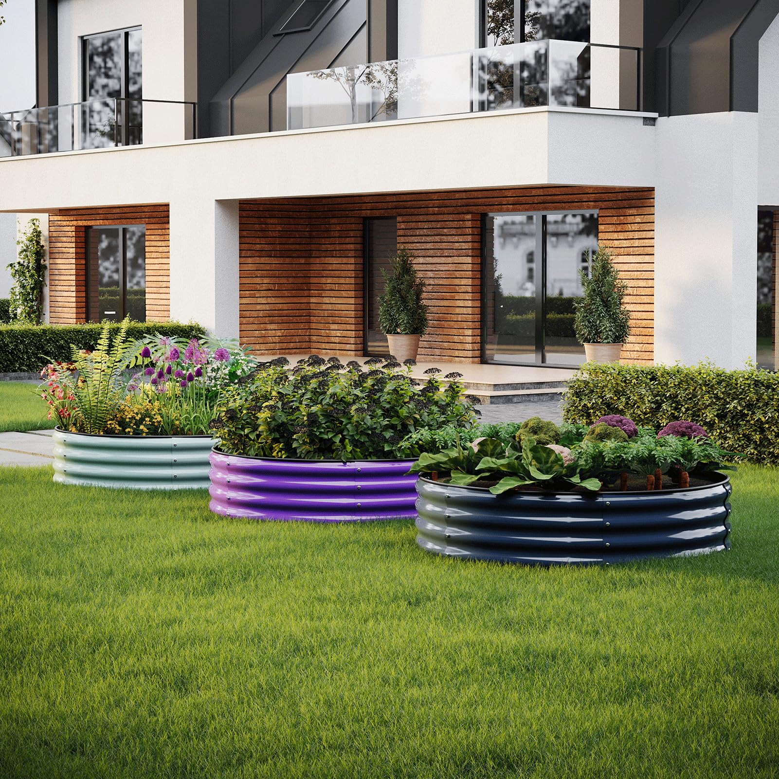 Round Raised Garden Bed Kit ZFHgarden Galvanized Metal Round Raised