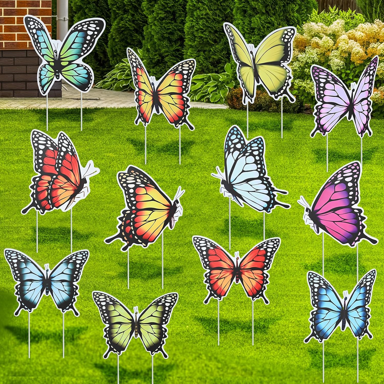 Amazon.com: 12Pcs Spring Butterfly Yard Signs Decor Giant Butterfly ...
