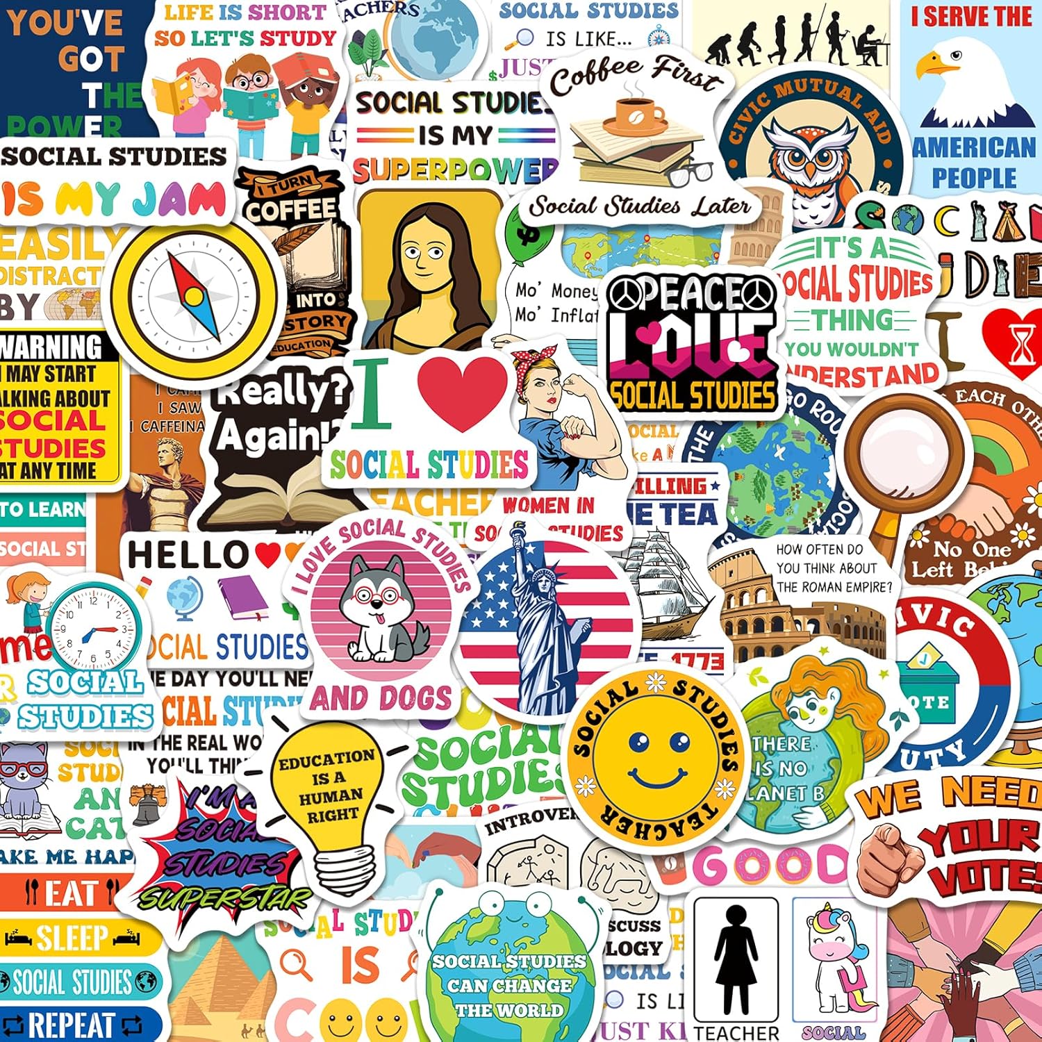 Amazon.com: Yqskt 200 PCS Social Studies Stickers for Teachers, History ...