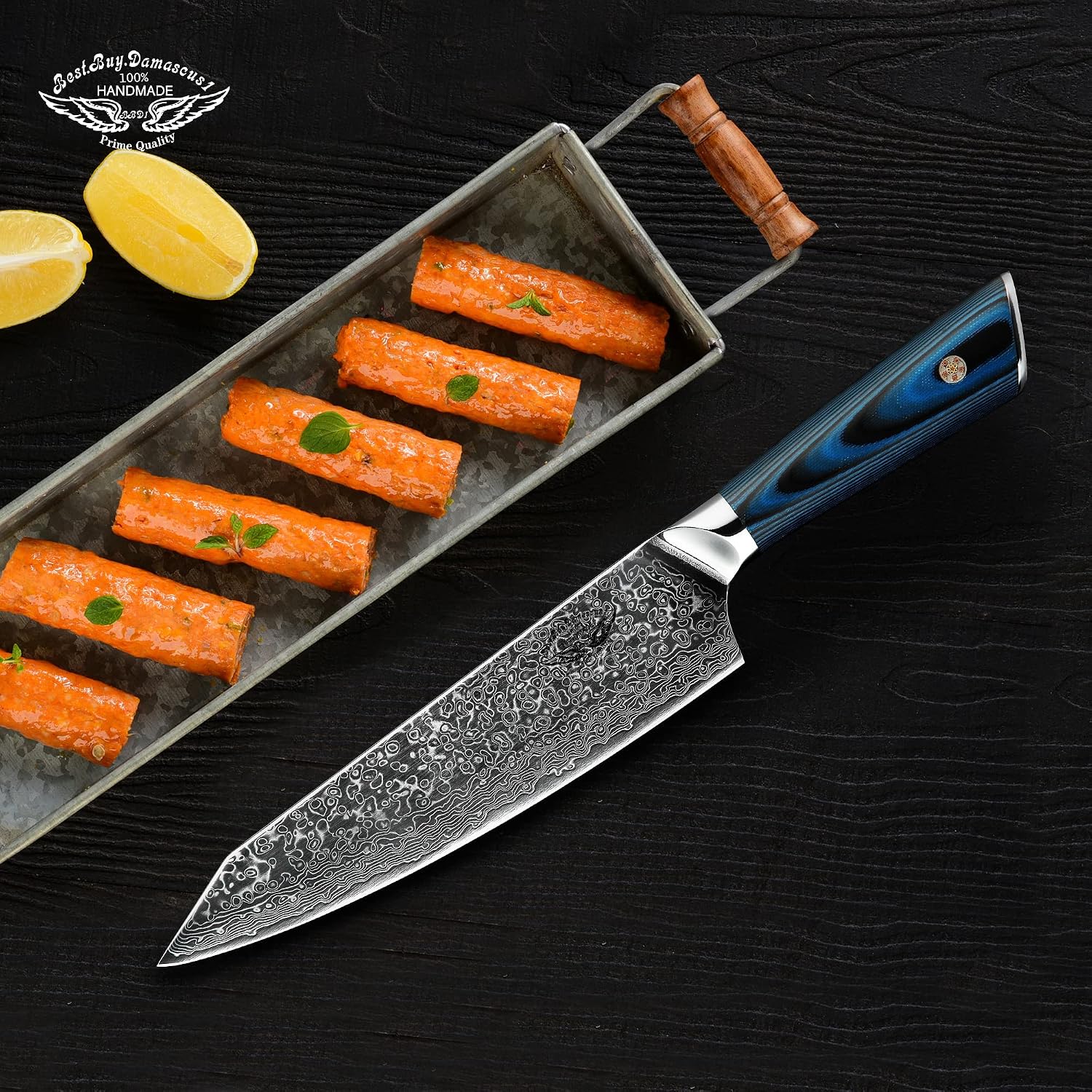 Amazon.com: Chef Knife Bule G10 8.5" Inch Chef Knife, Japanese Vg10 ...