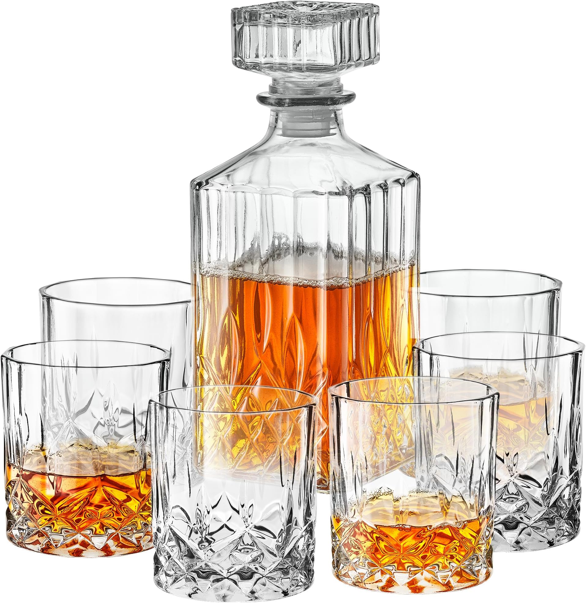 Amazon.com | Whiskey Decanter And Glasses Bar Set, Includes Whisky ...