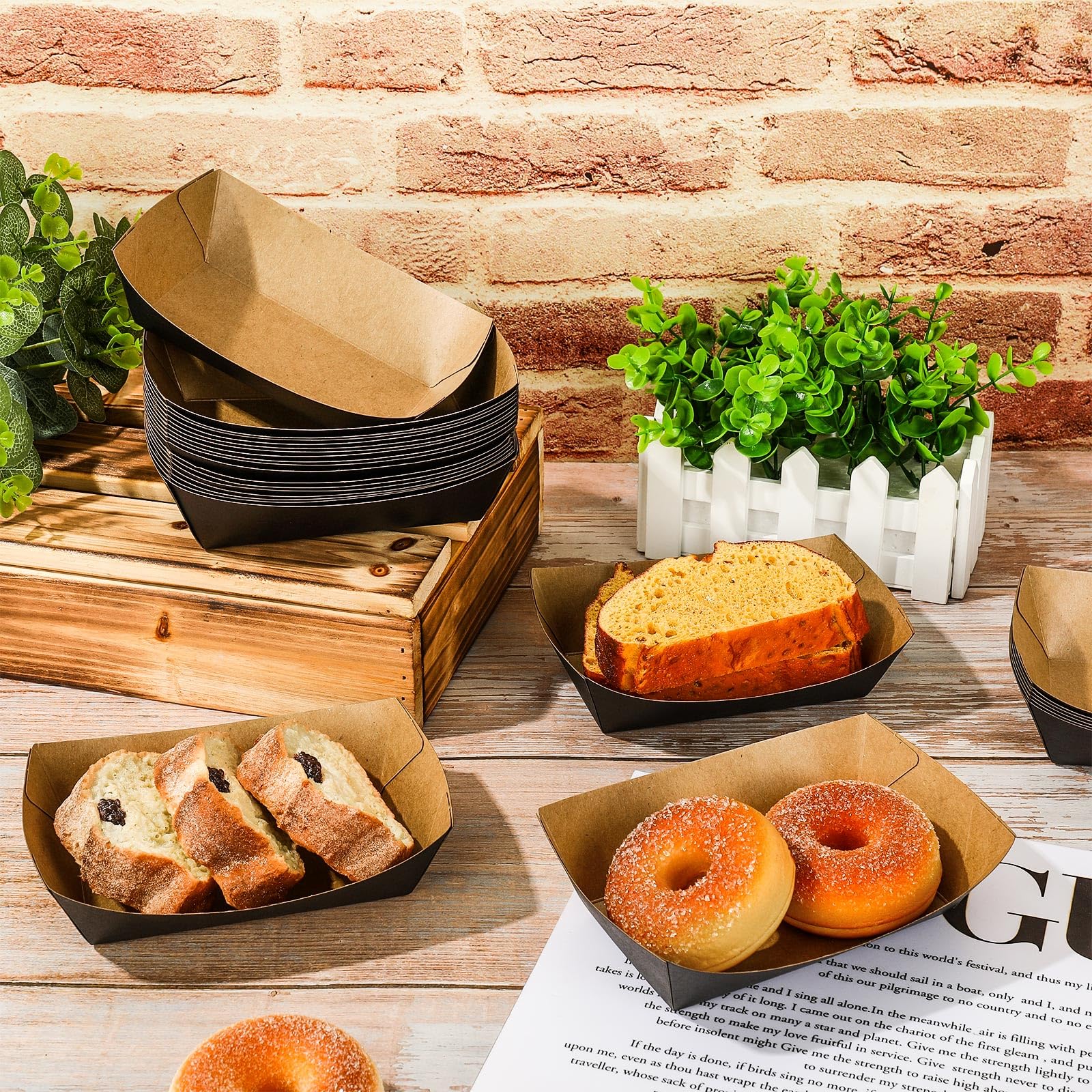 Takeout Containers 300 Pack 300Pcs Trays, 6'' Paper Food Trays Eco ...