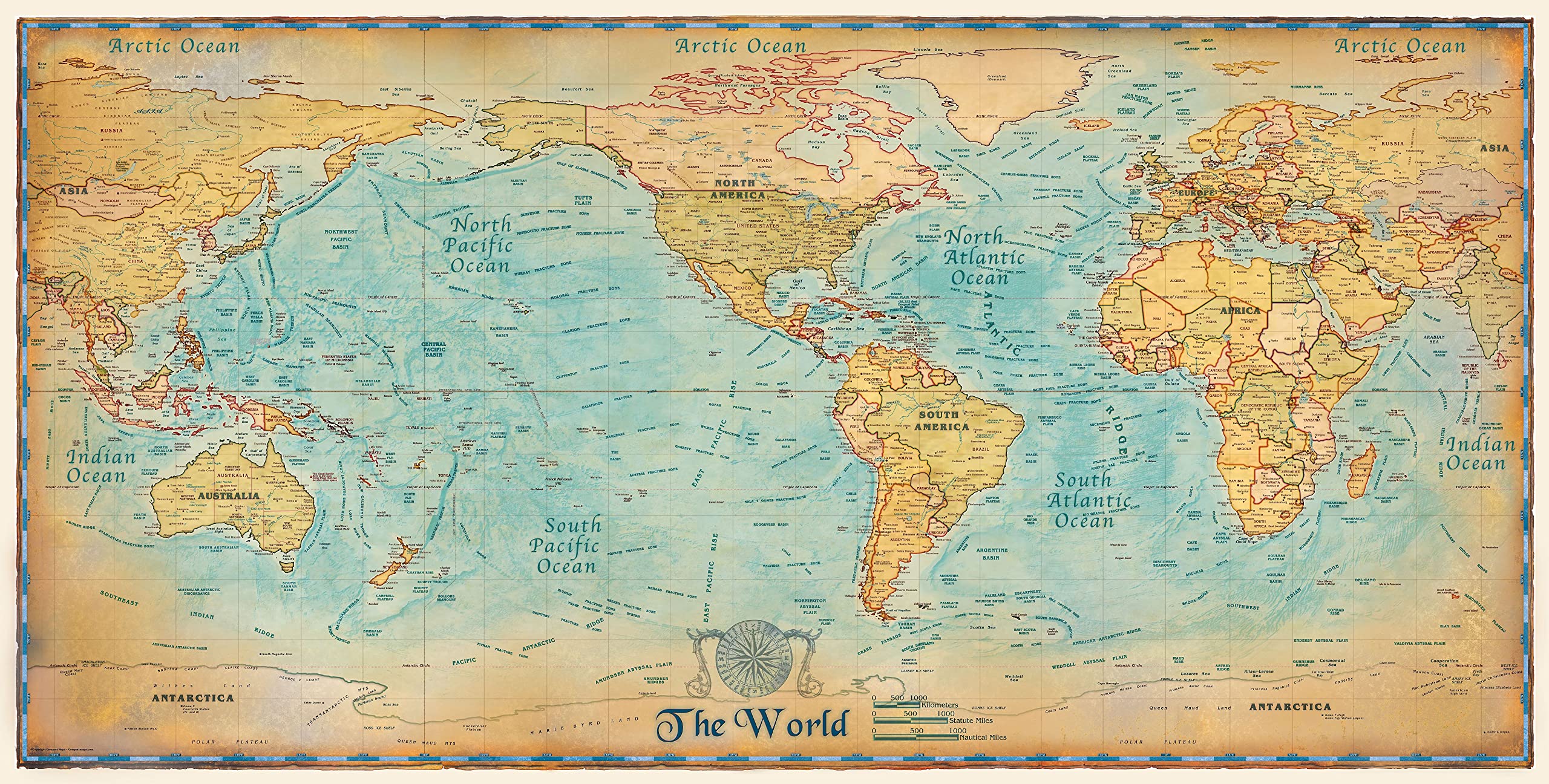 Beautiful Classic Atlas Style Wall Map Of The World Large | Desertcart OMAN