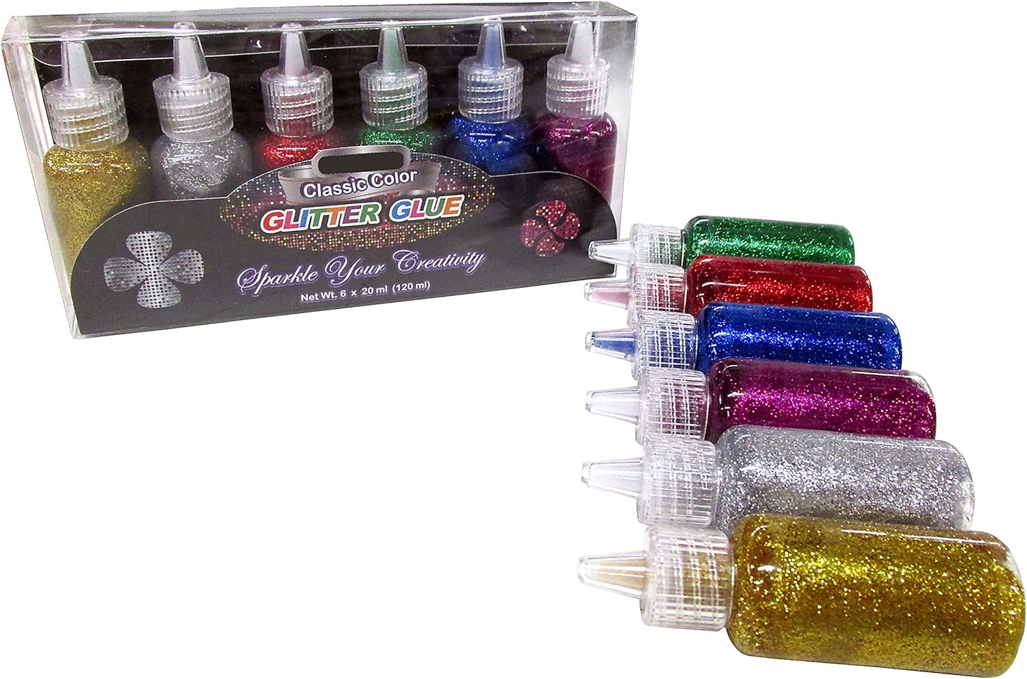Amazon.com: 6 Color Glitter Glue Set 20 ml Bottles - Classic Colors ...