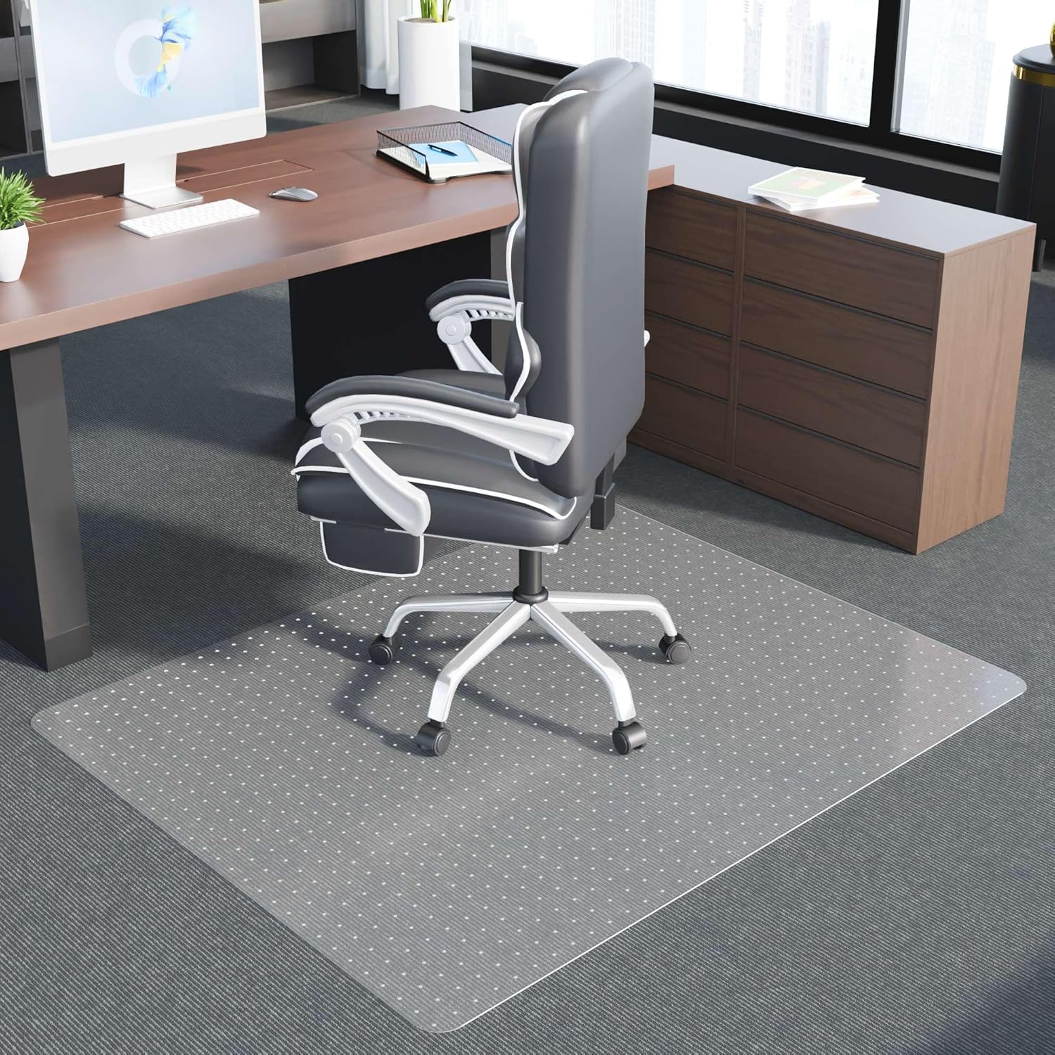 Amazon.com : 100pointONE Office Chair Mat for Low Pile Carpet Floor ...