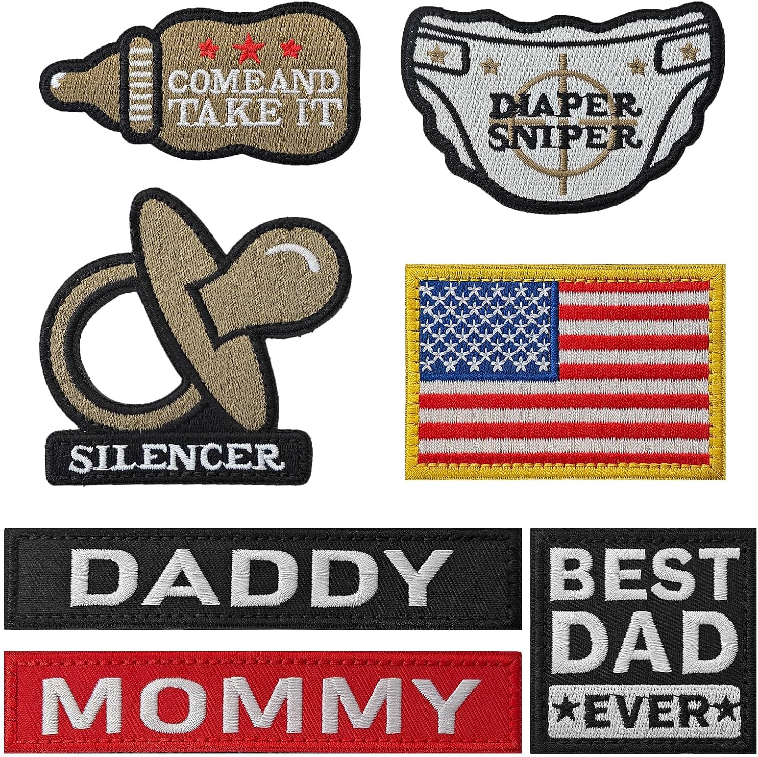 Amazon.com: JEFUZH 7PCS Daddy Tactical Patches with Hook and Loop ...