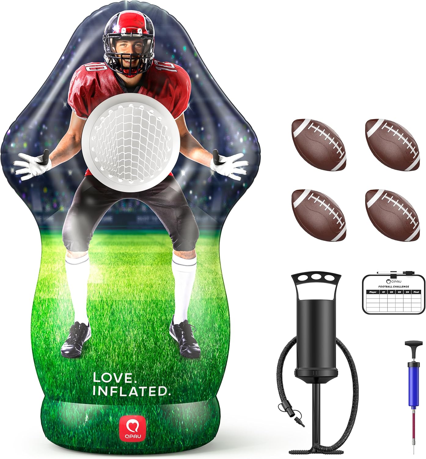 QPAU Inflatable Football Target with 4 Inflatable Footballs, Life-Sized ...