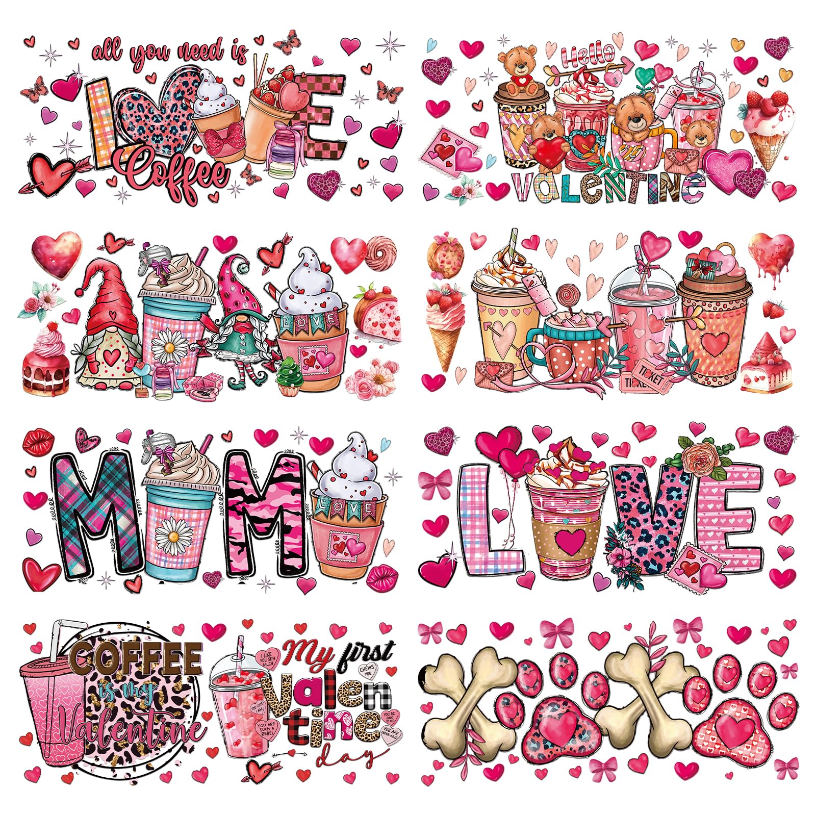 Valentines Uv Dtf Cup Wrap 8 Sheets Cute Pink Heart | Desertcart INDIA