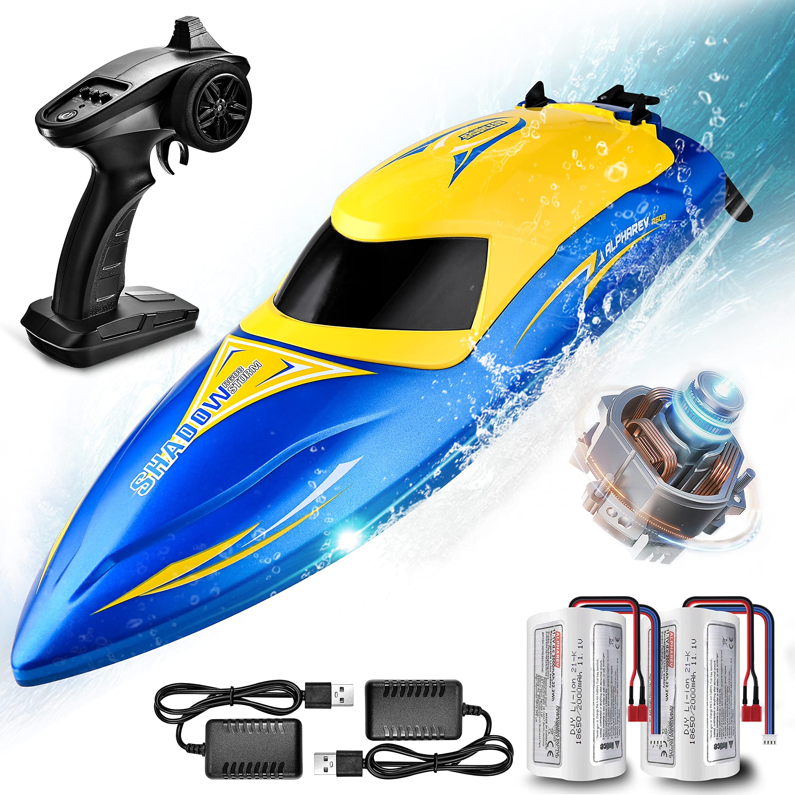 RC Boat- ALPHAREV R608 Brushless Remote Control Boat for Adults and ...