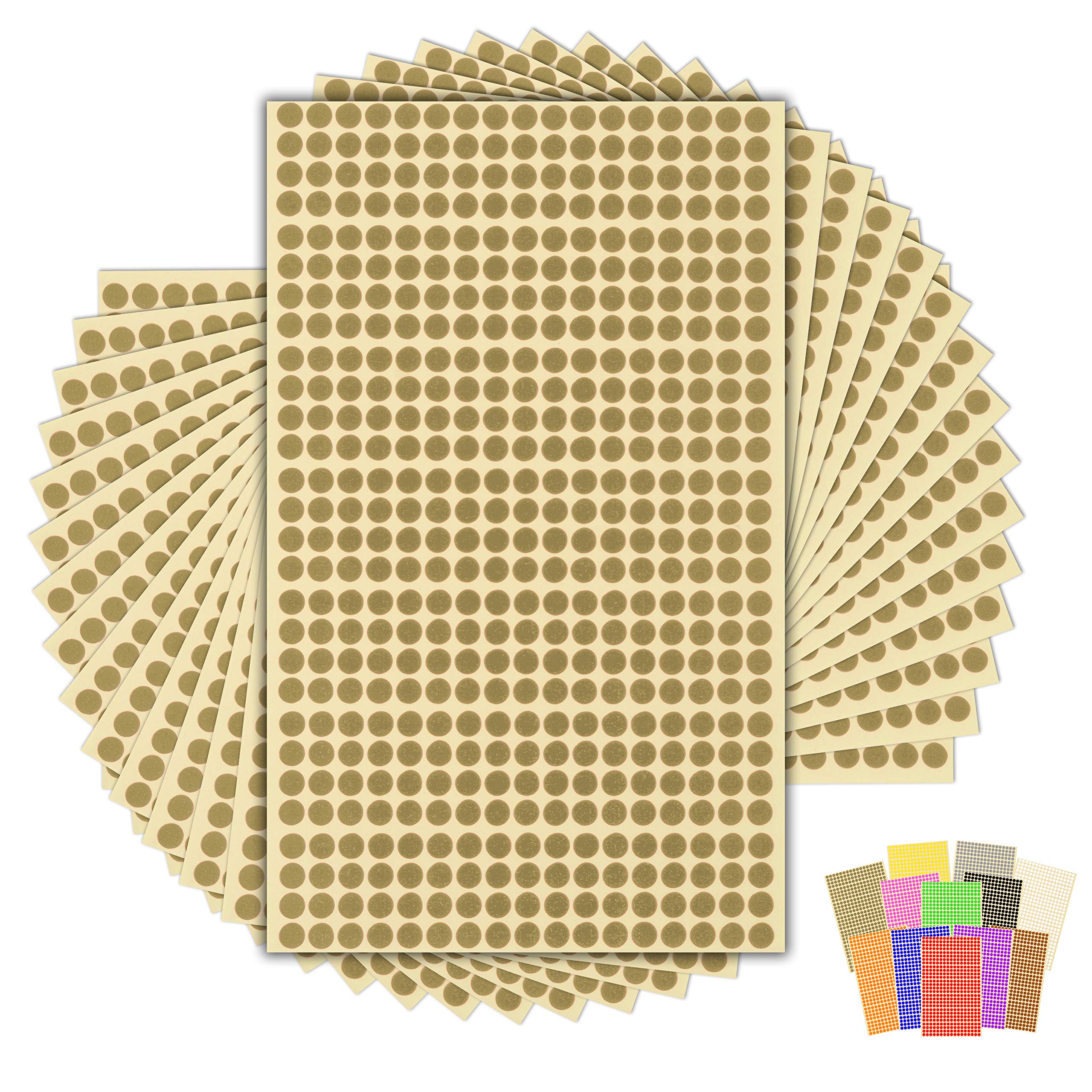 7,140 x Gold Sticky Dots - 6mm - Round Colour Coding Dot Stickers - 15 ...