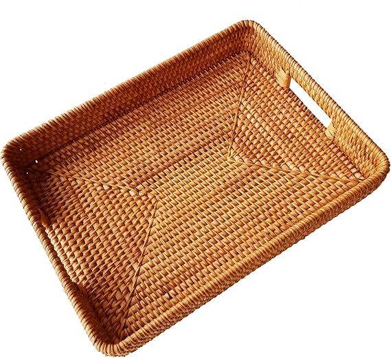 Amazon.com: i-lan 15 Inch Large Size Handwoven Serving Tray, Decorative ...