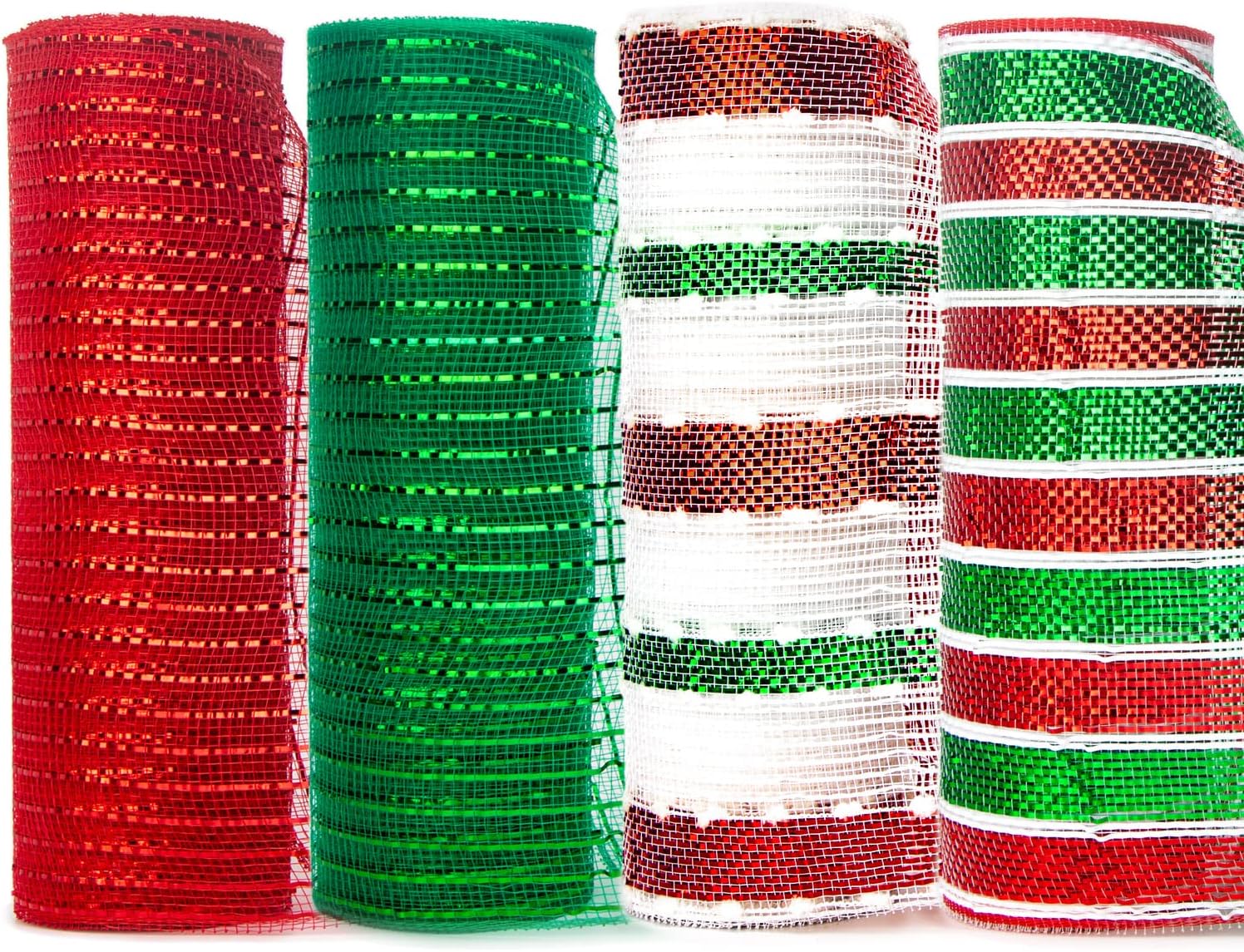 Amazon.com: Ribbli Christmas Tree Ribbon-4 Rolls Christmas Mesh Ribbon ...