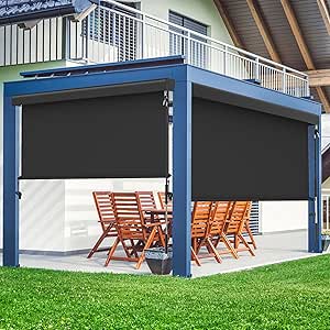 Store à rouleau d'extérieur pour terrasse avec cantonnière en aluminium ...