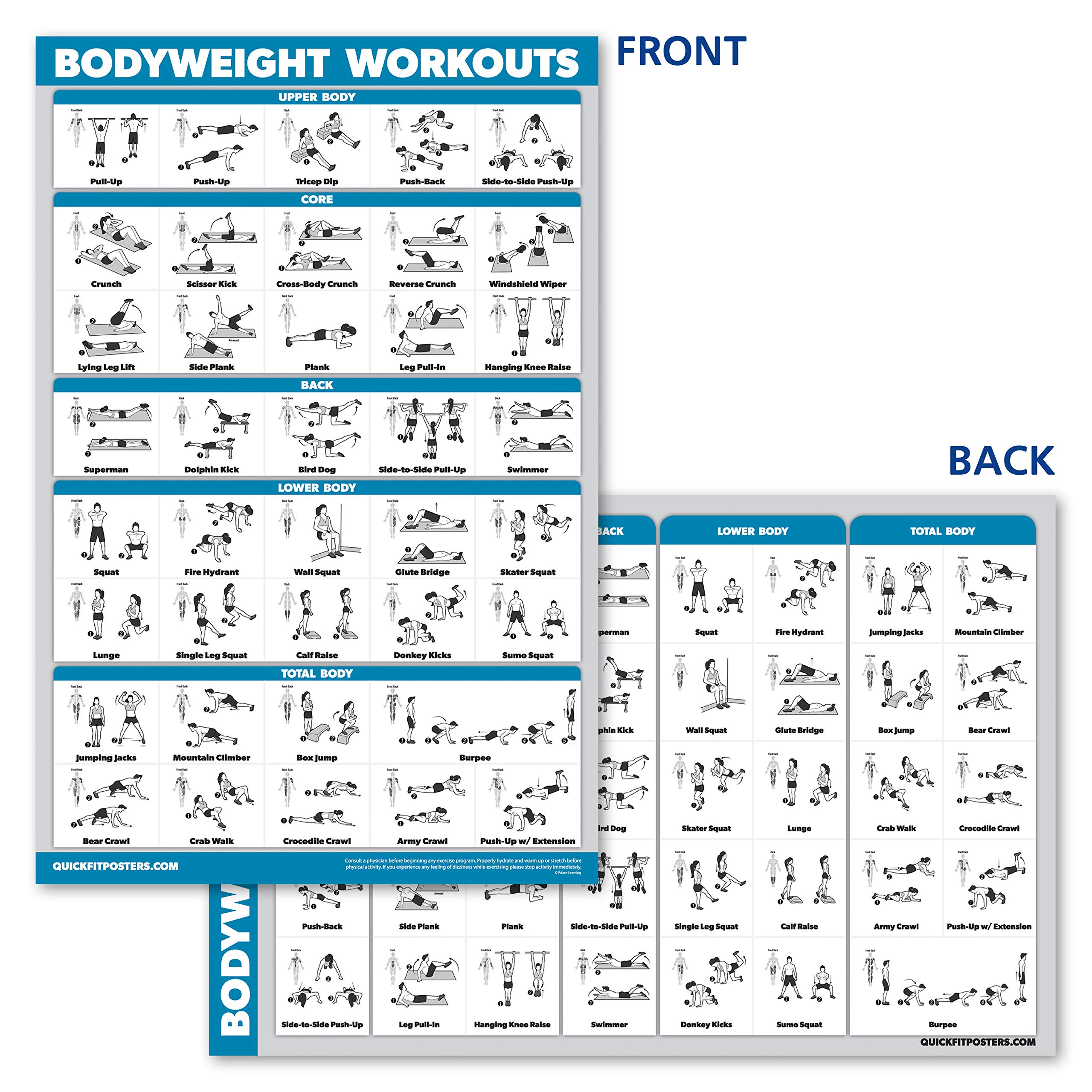 QuickFit Dumbbell Workouts and Bodyweight Exercise Poster Set ...