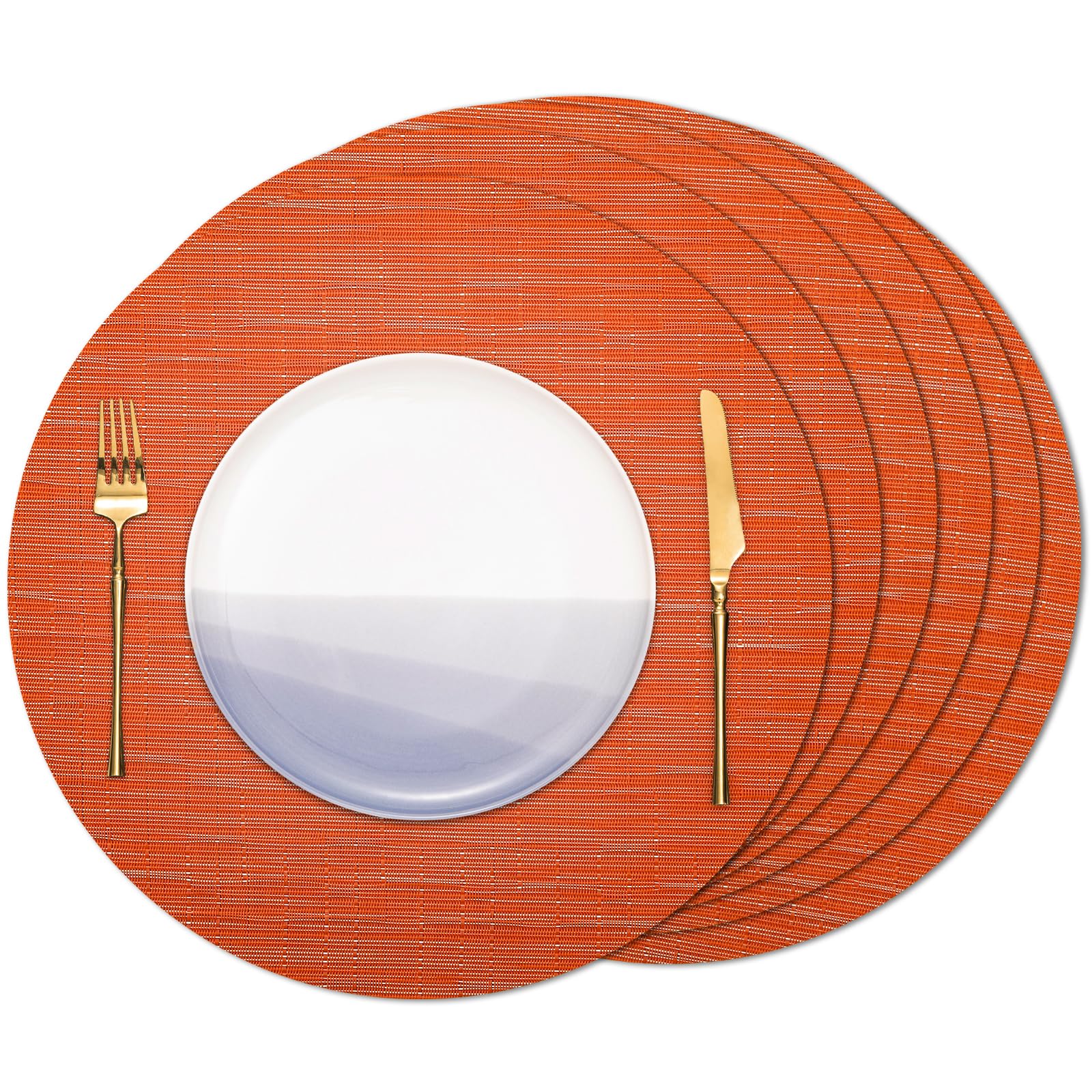 Amazon.com: Banchif Round Placemats Set of 6 Heat Resistant Vinyl ...