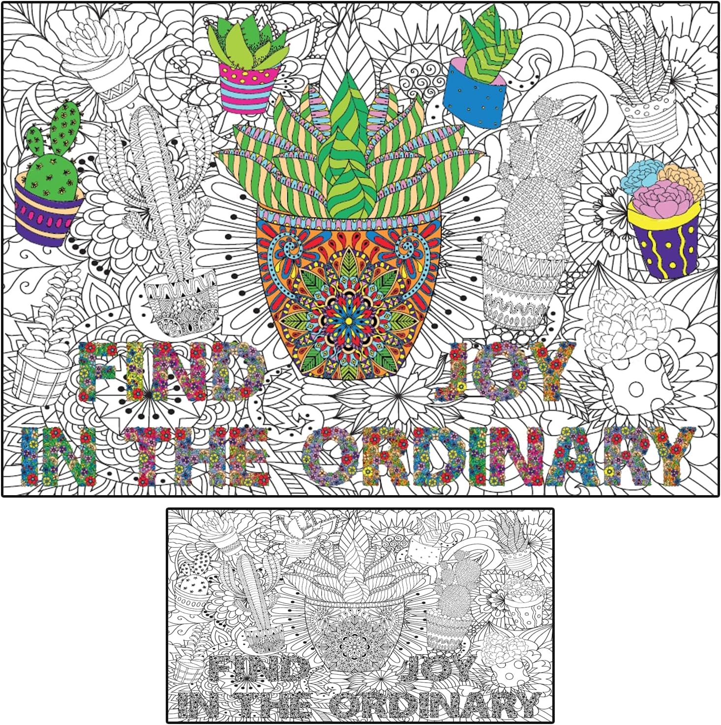 Amazon.com: Huge Coloring Poster for Adults and Kids - Cactus Large ...