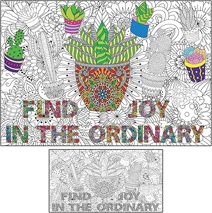 Amazon.com: Huge Coloring Poster for Adults and Kids - Cactus Large ...