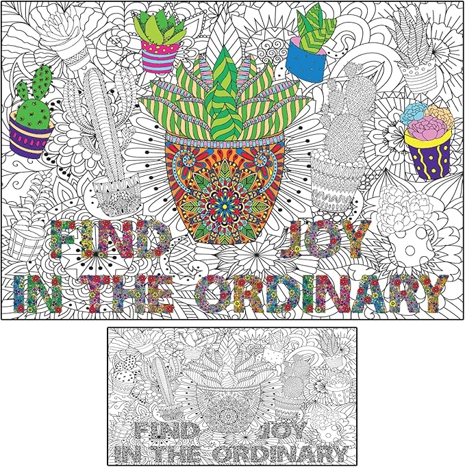 Amazon.com: Huge Coloring Poster for Adults and Kids - Cactus Large ...