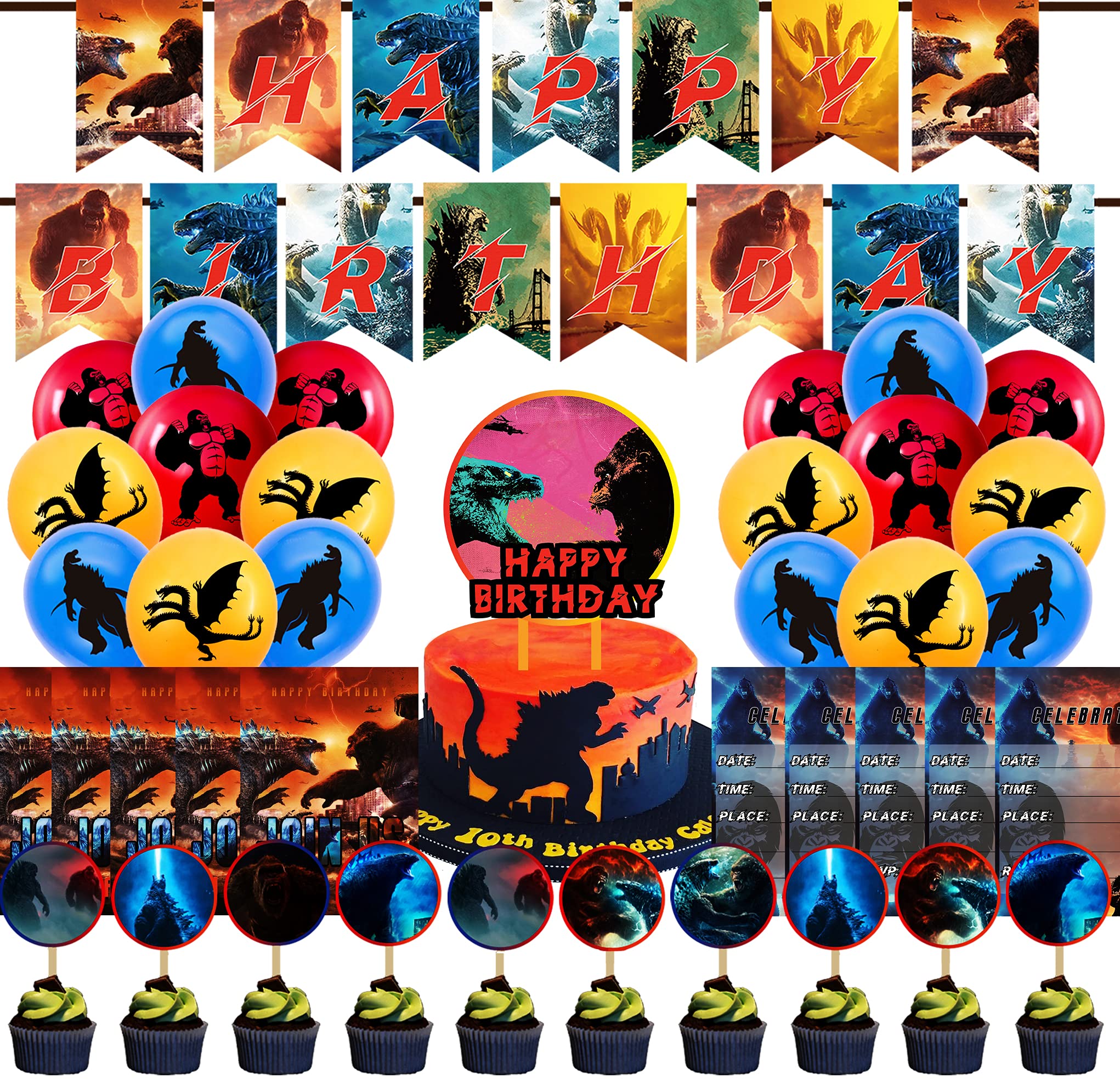 Godzilla Birthday Party Supplies Godzilla Party Supplies Set Includes ...