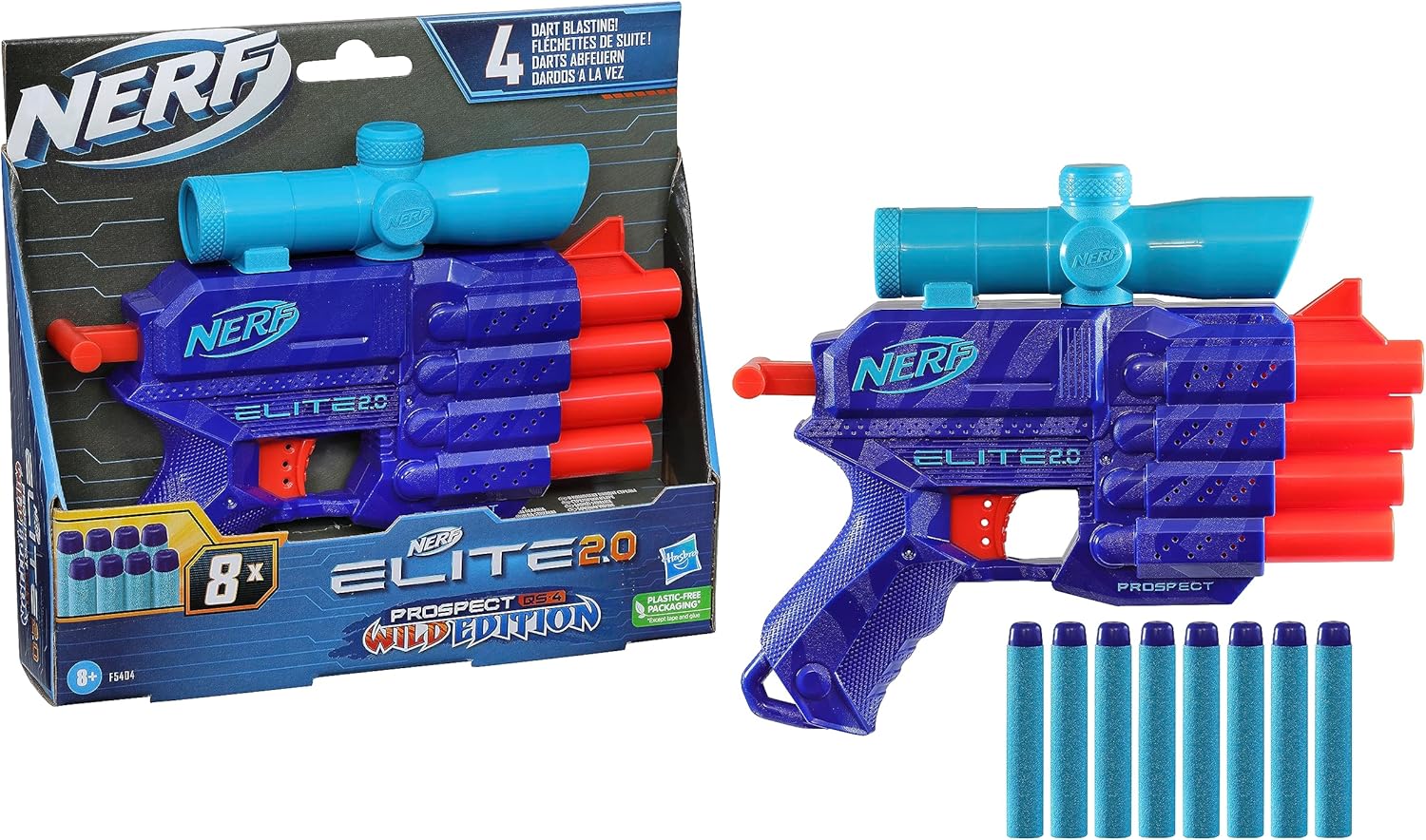 Amazon.com: Nerf Elite 2.0 Prospect Qs-4 Blaster, Wild Edition Color ...