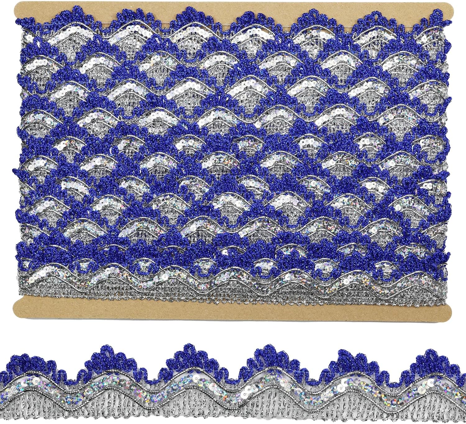 Amazon.com: Tibaoffy Long 14 Yard Wide 35mm/1.37inch Blue Silver with ...