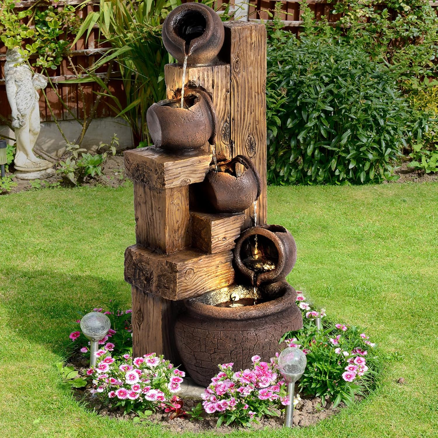 Amazon.com: LEISU 5-Tiers Outdoor Indoor Fountains Modern Resin Floor ...
