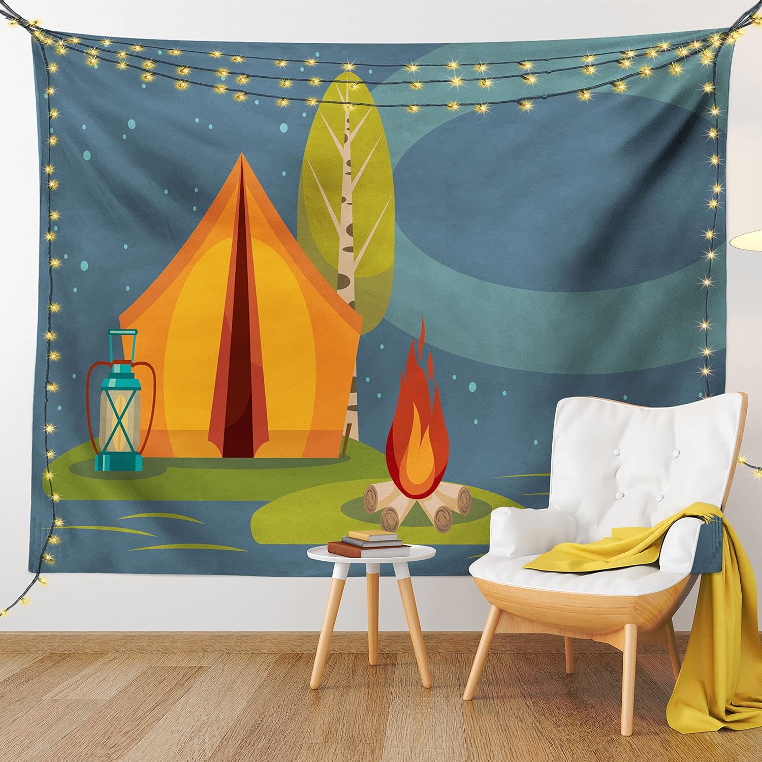 Amazon.com: Lunarable Camping Tapestry, Summer Outdoor Activity in The ...