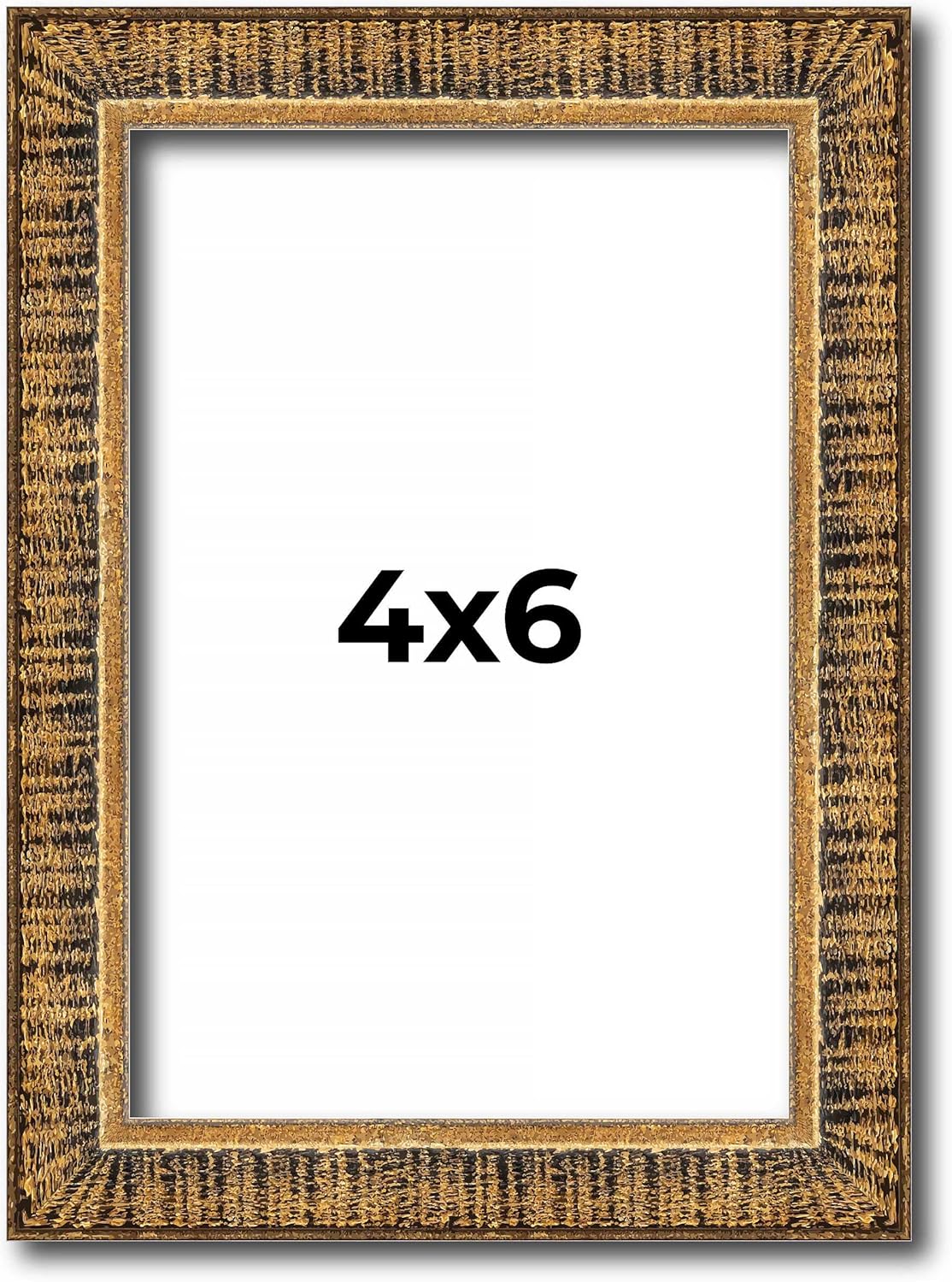 Amazon.com - 4x6 in Frame Gold Kingsley Distressed Solid Wood Picture ...