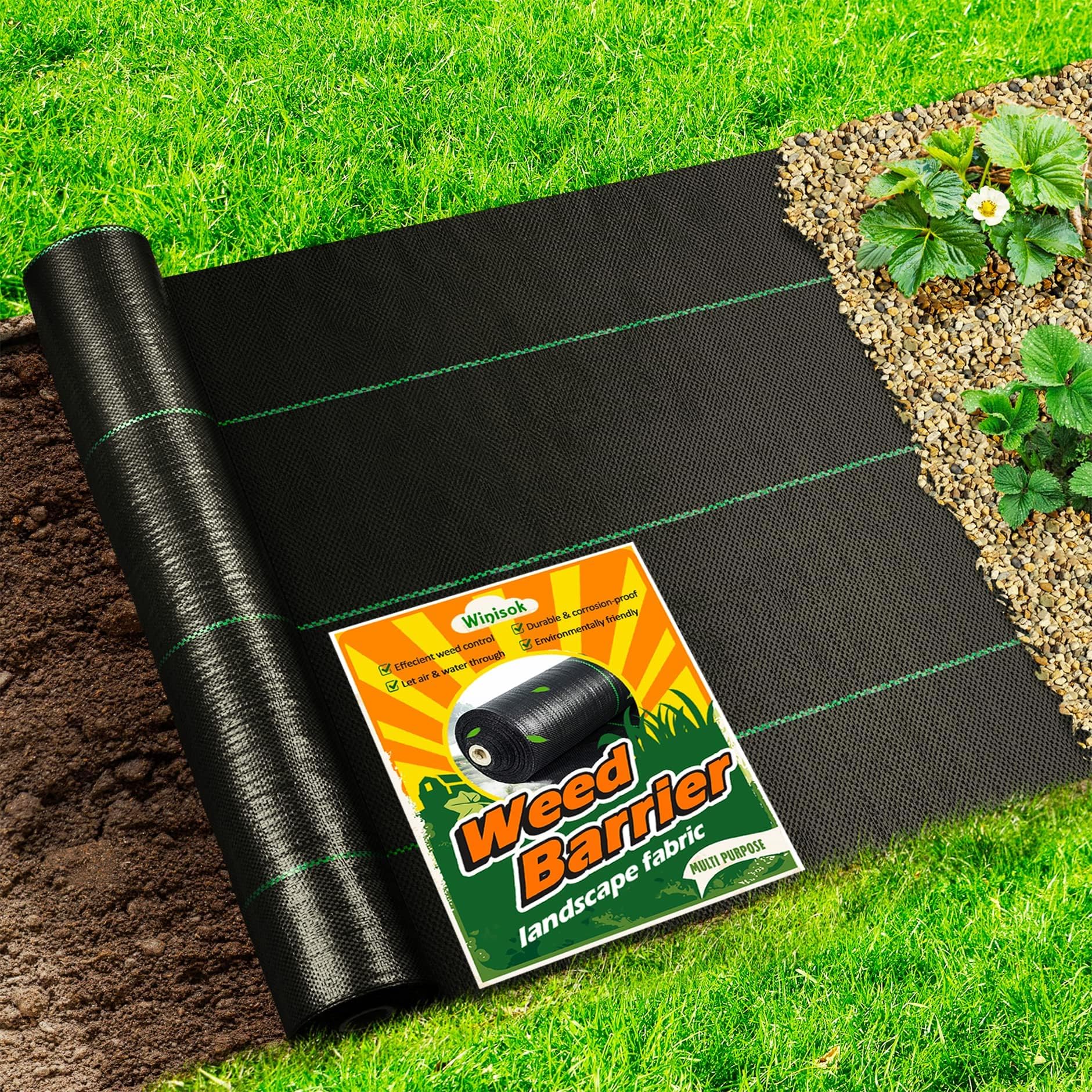 Amazon.com : Winisok Weed Barrier Landscape Fabric Heavy Duty, 4FT x ...
