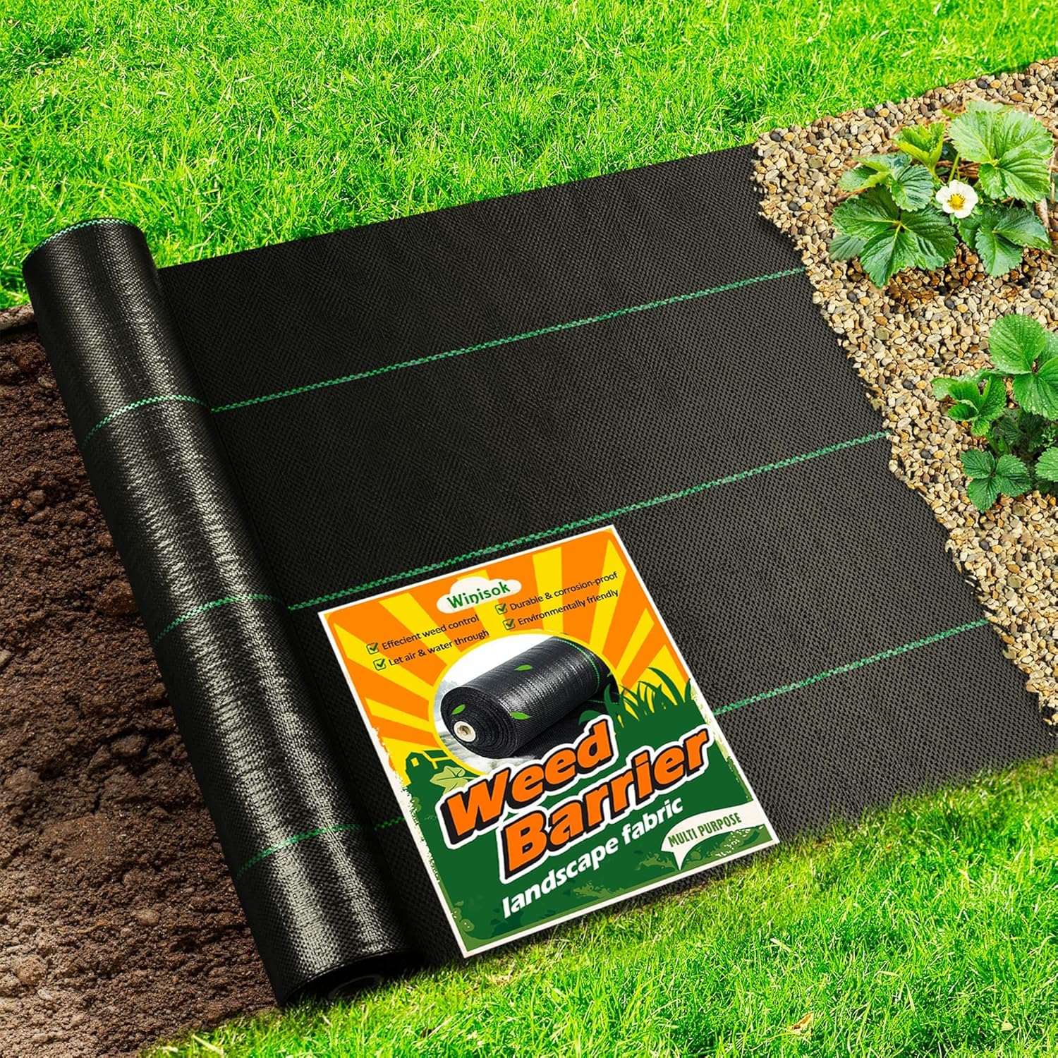 Amazon.com : Winisok Weed Barrier Landscape Fabric Heavy Duty, 4FT x ...