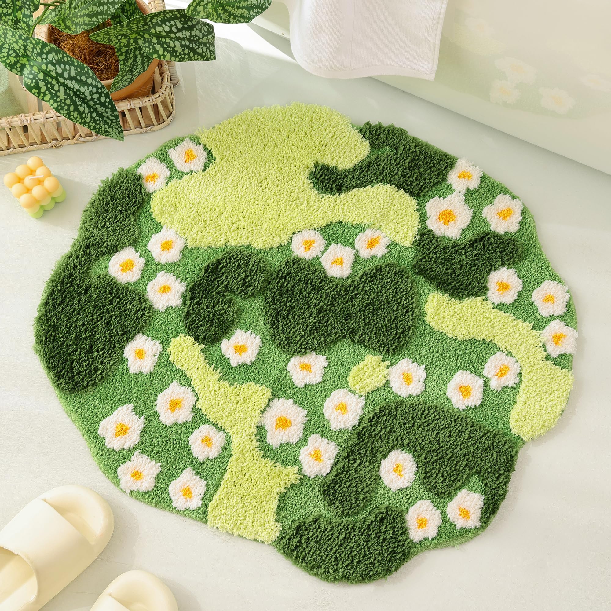 Amazon.com: KRYCRHIA Moss Rug 3D Stereo Irregular Rug Flowers Grass ...