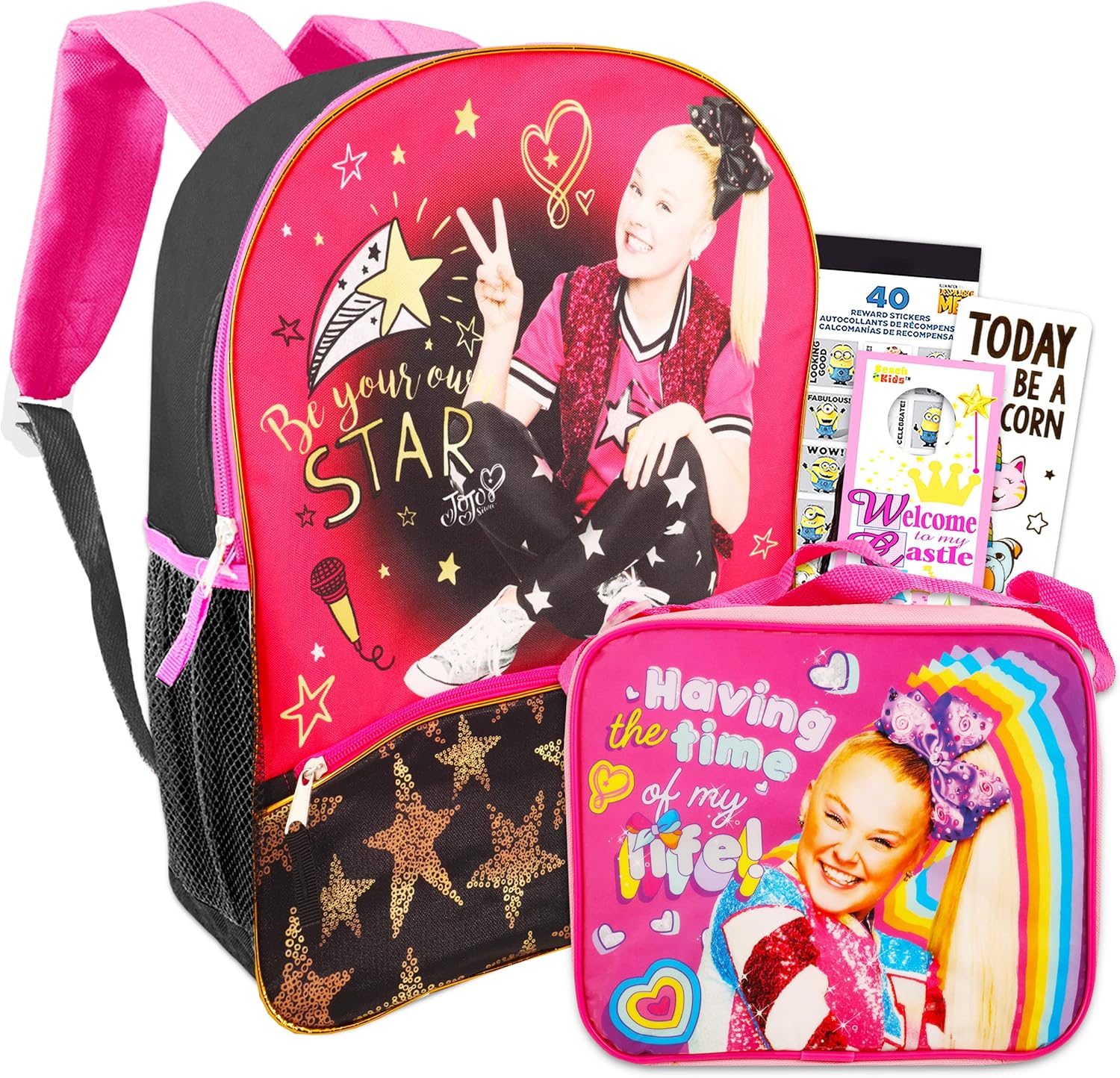 Jojo Siwa Backpack with Lunch Box For Girls 8-Pc Bundle ~ Deluxe 16 ...