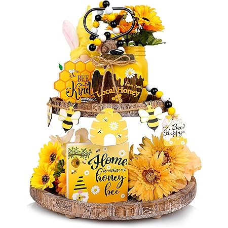 Amazon.com: 20 Pcs Summer Honey Bee Tiered Tray Decor Set Bumble Bee ...