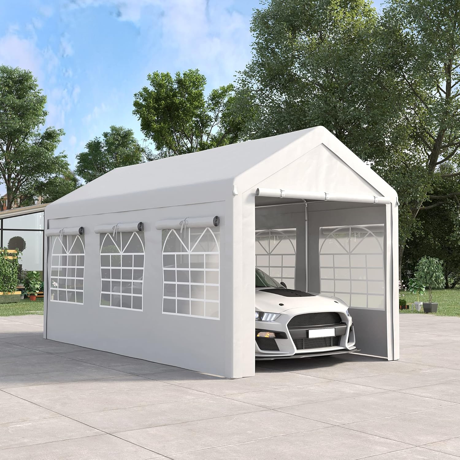 Amazon.com: 12'x20' Carport, Heavy Duty Car Ports, Height Adjustable ...