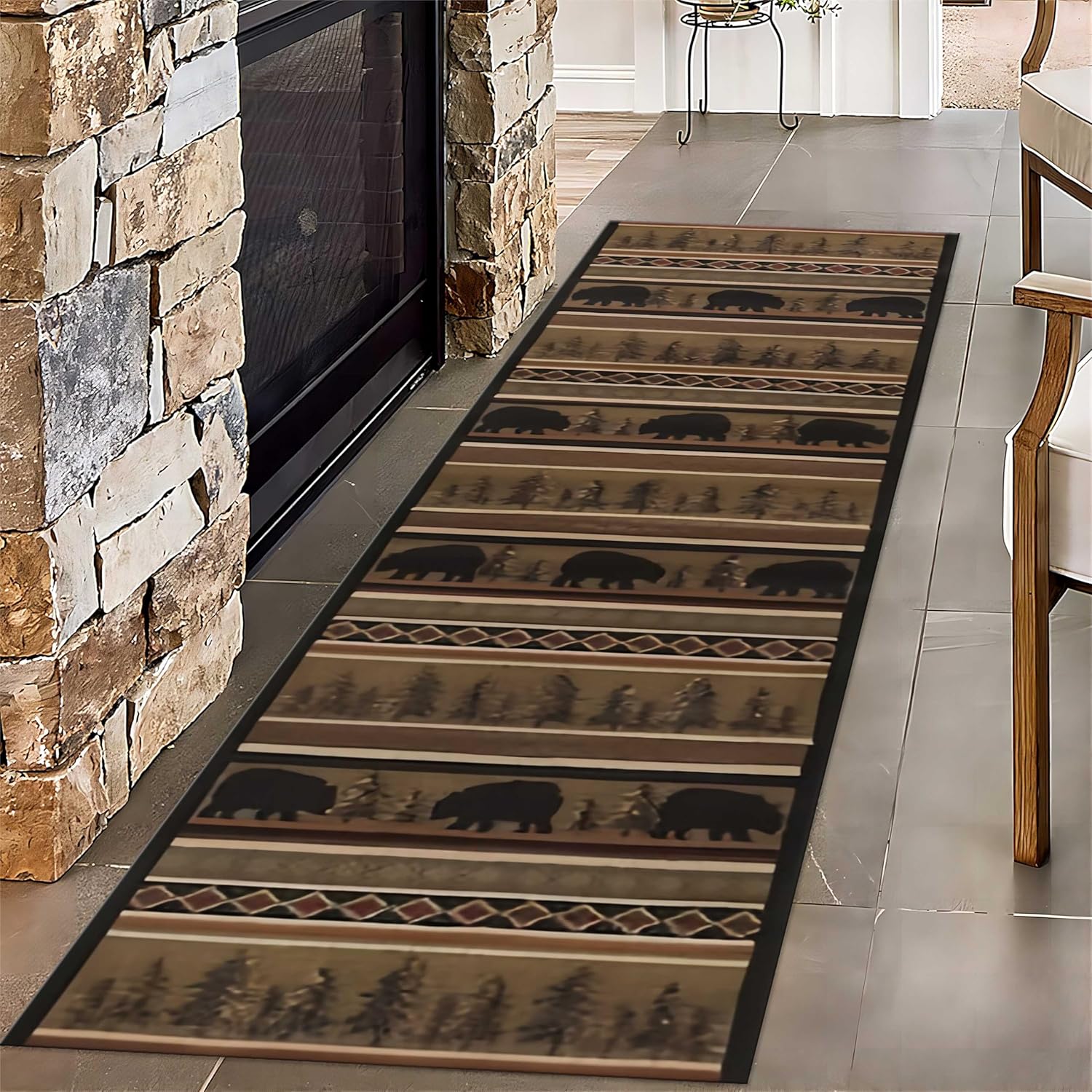 Amazon.com: MUOUCTE Countryside Woodland Bear Long Hallway Rug Runners ...
