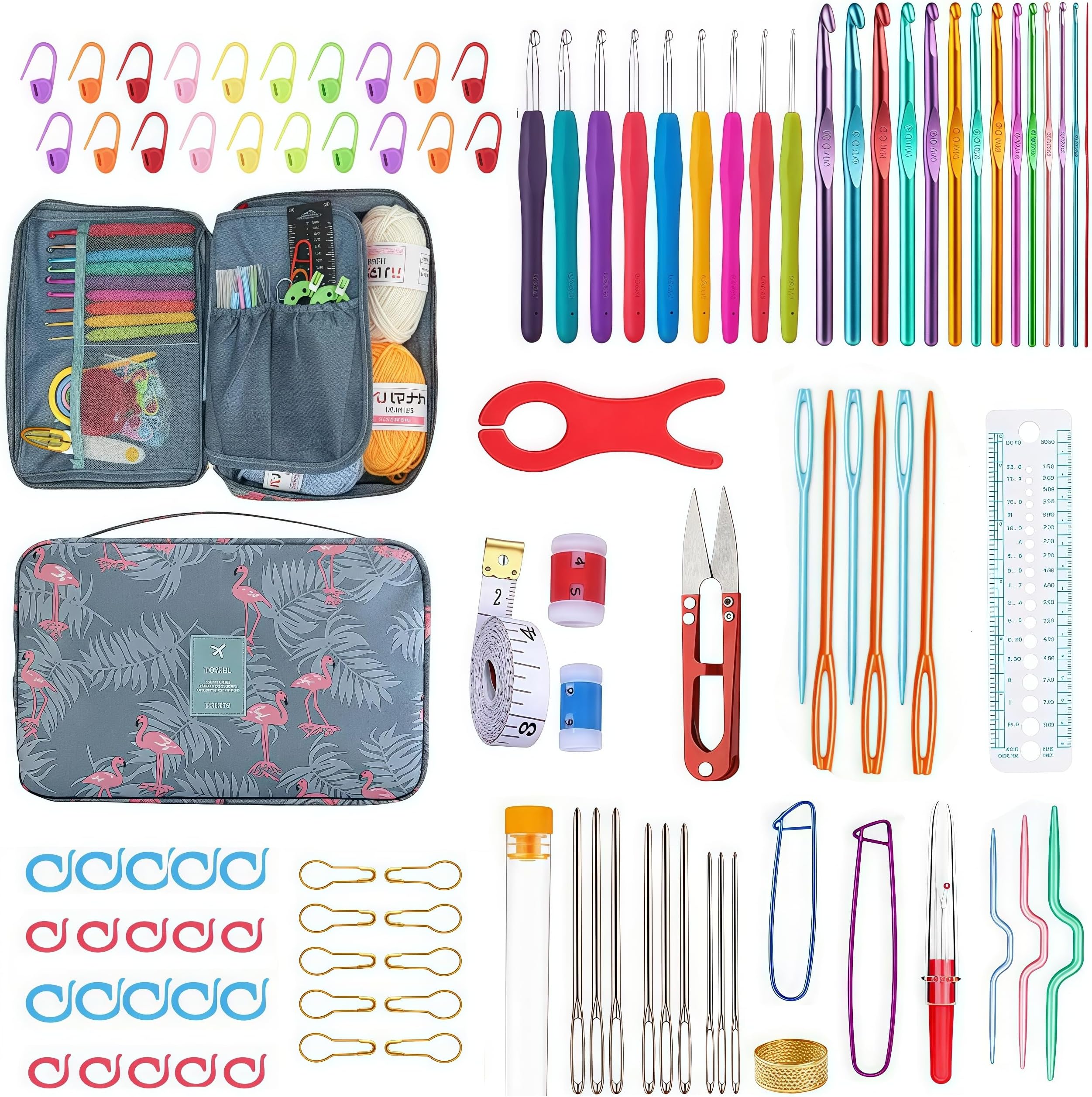 TheWooly Wonders Beginners Crochet Kit, Adults Include 5 Yarns, 59pcs Crochet Starter Kit for ...