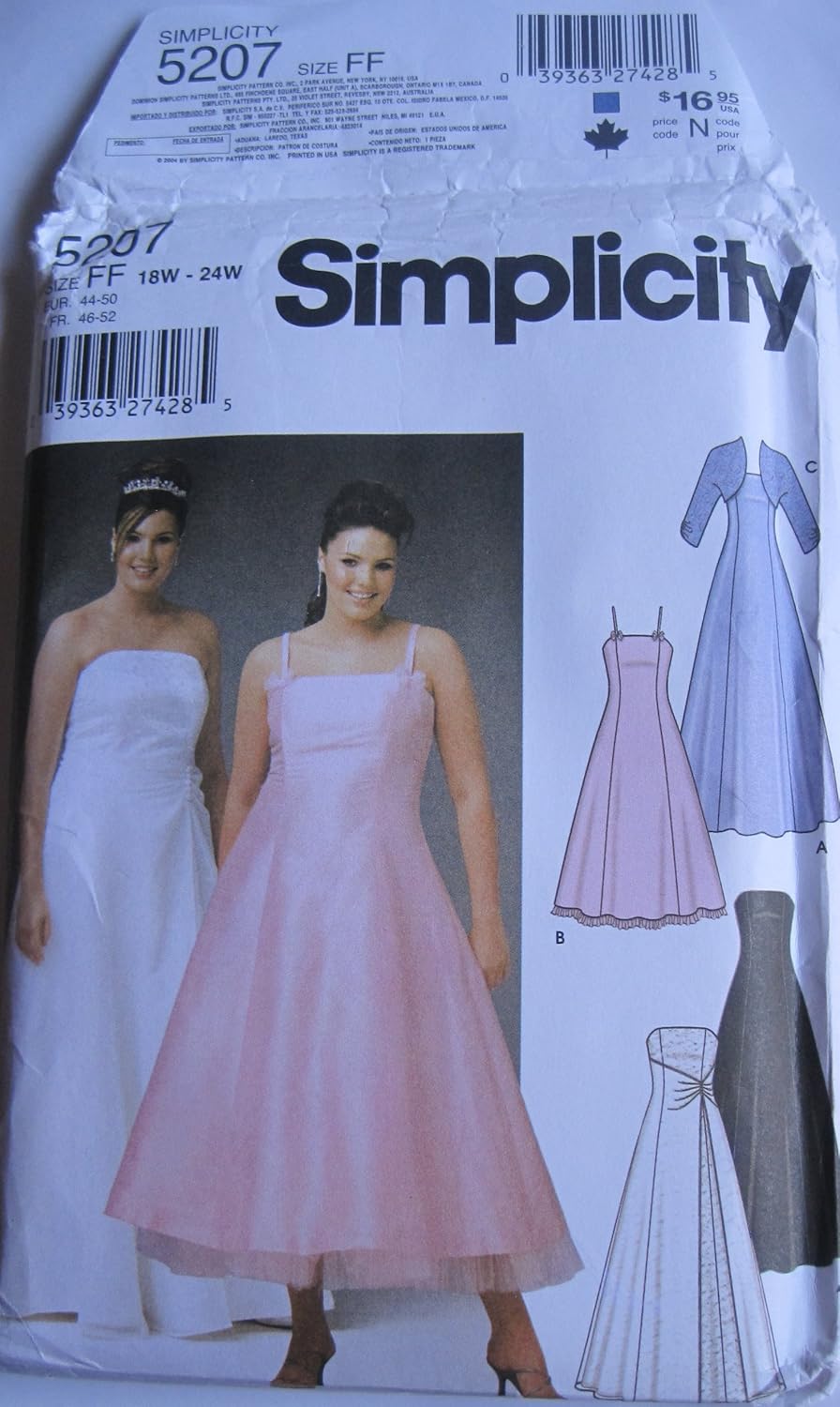 Amazon.com: SIMPLICITY PATTERN 5207 WOMEN'S PETITE EVENING DRESS IN TWO ...